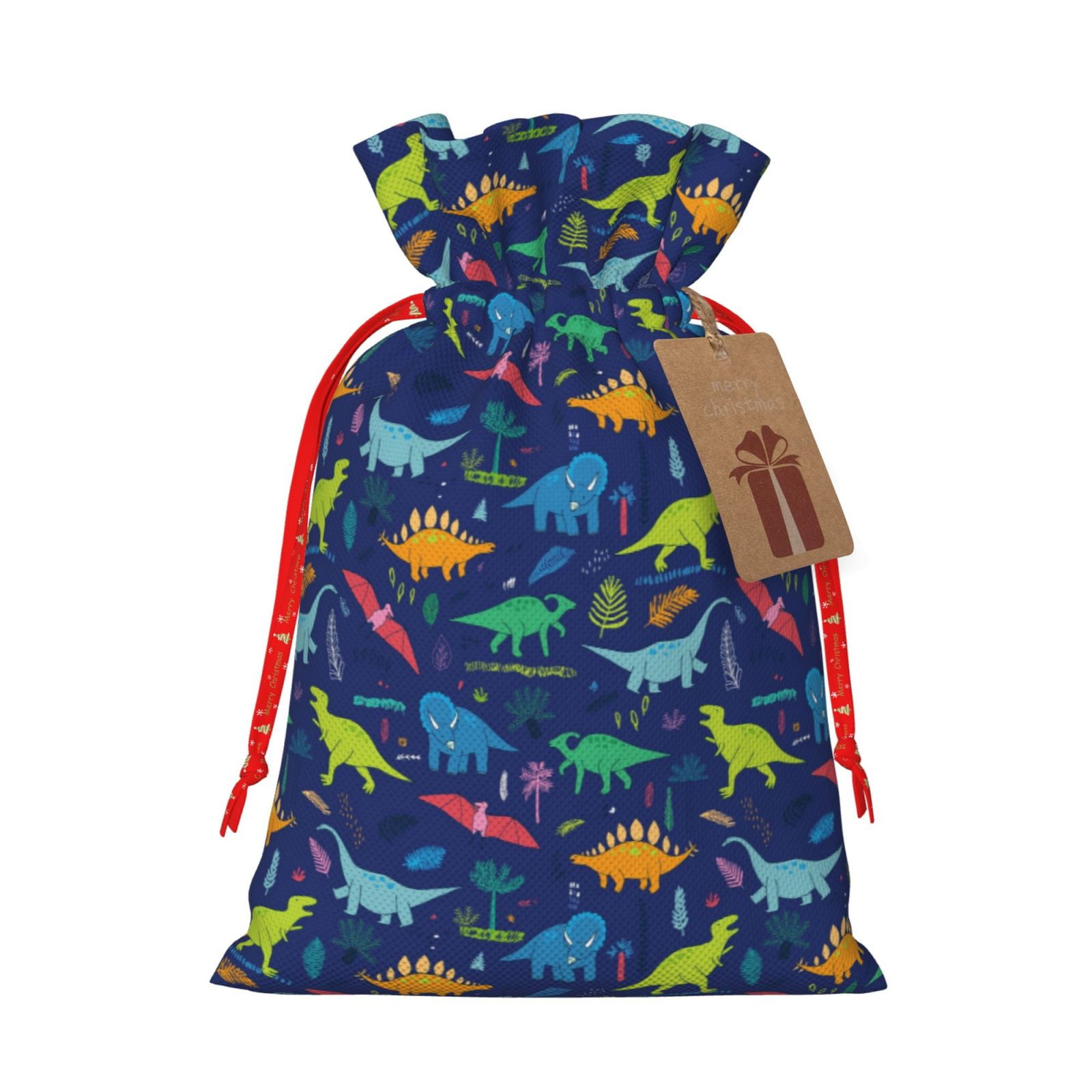 Pofeuu Dinosaurs Adventure Print Burlap Bags with Drawstrings ...