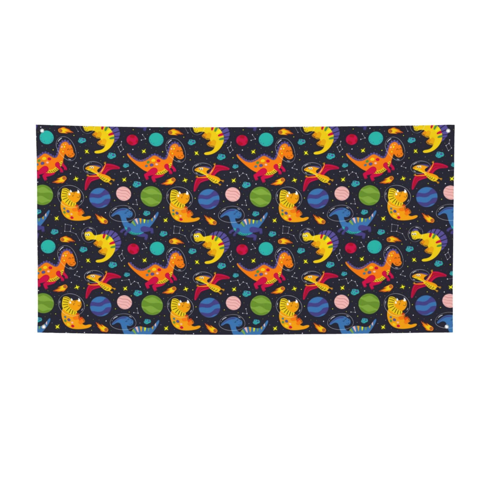 Pofeuu Dinosaurs in Space Print Colorful Yard Festival Banner Sign ...