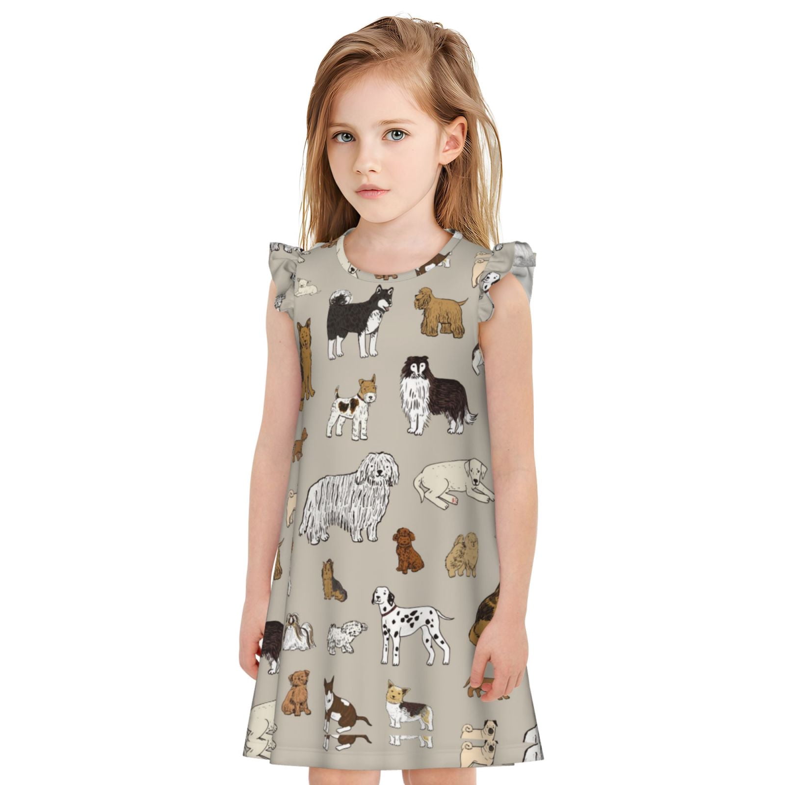 Pofeuu Dog Animal Print Girls Nightgowns, Nightgown Princess Pajama ...