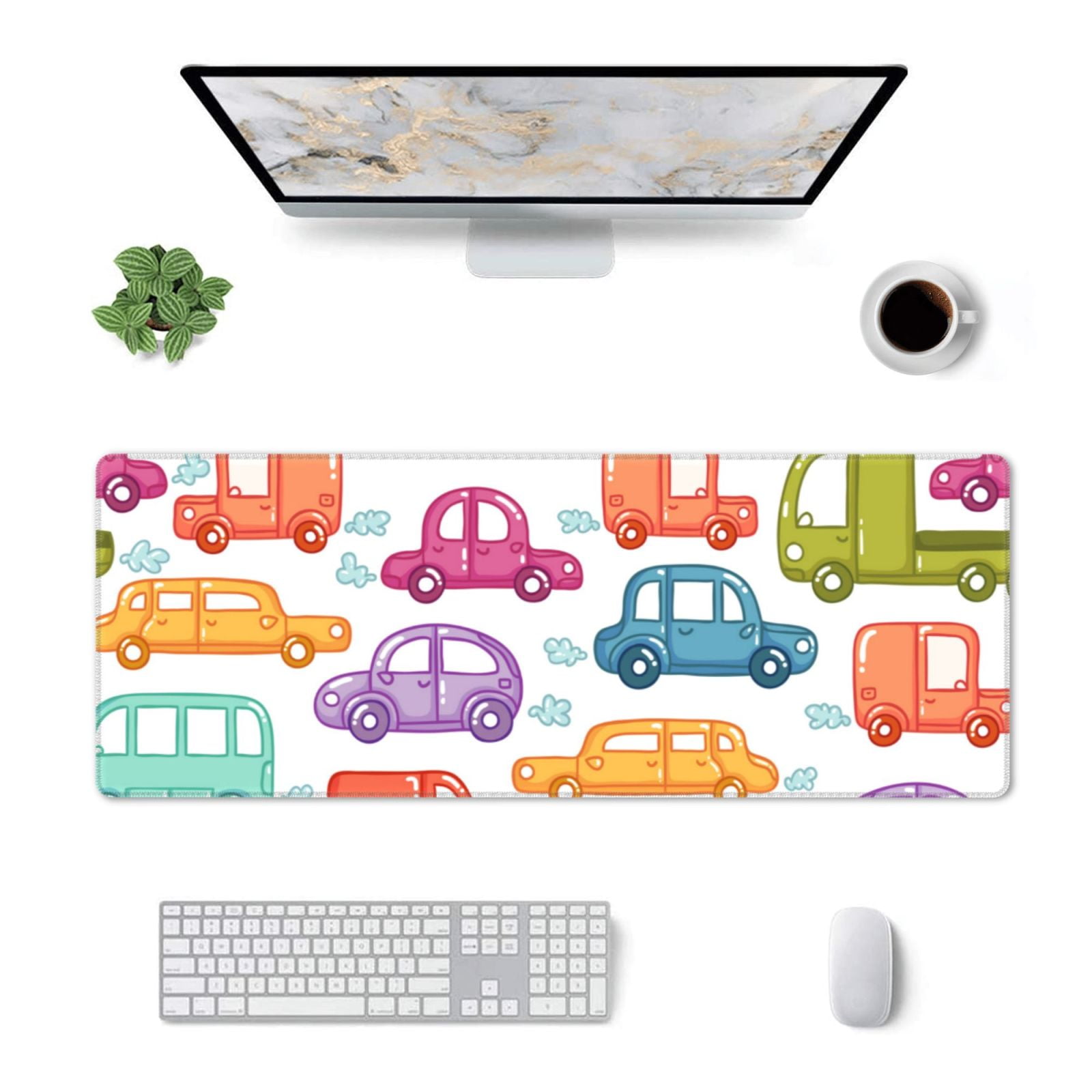 Pofeuu Doodle Cars Print Desk Mat for Keyboard and Mouse，Computer Desk ...