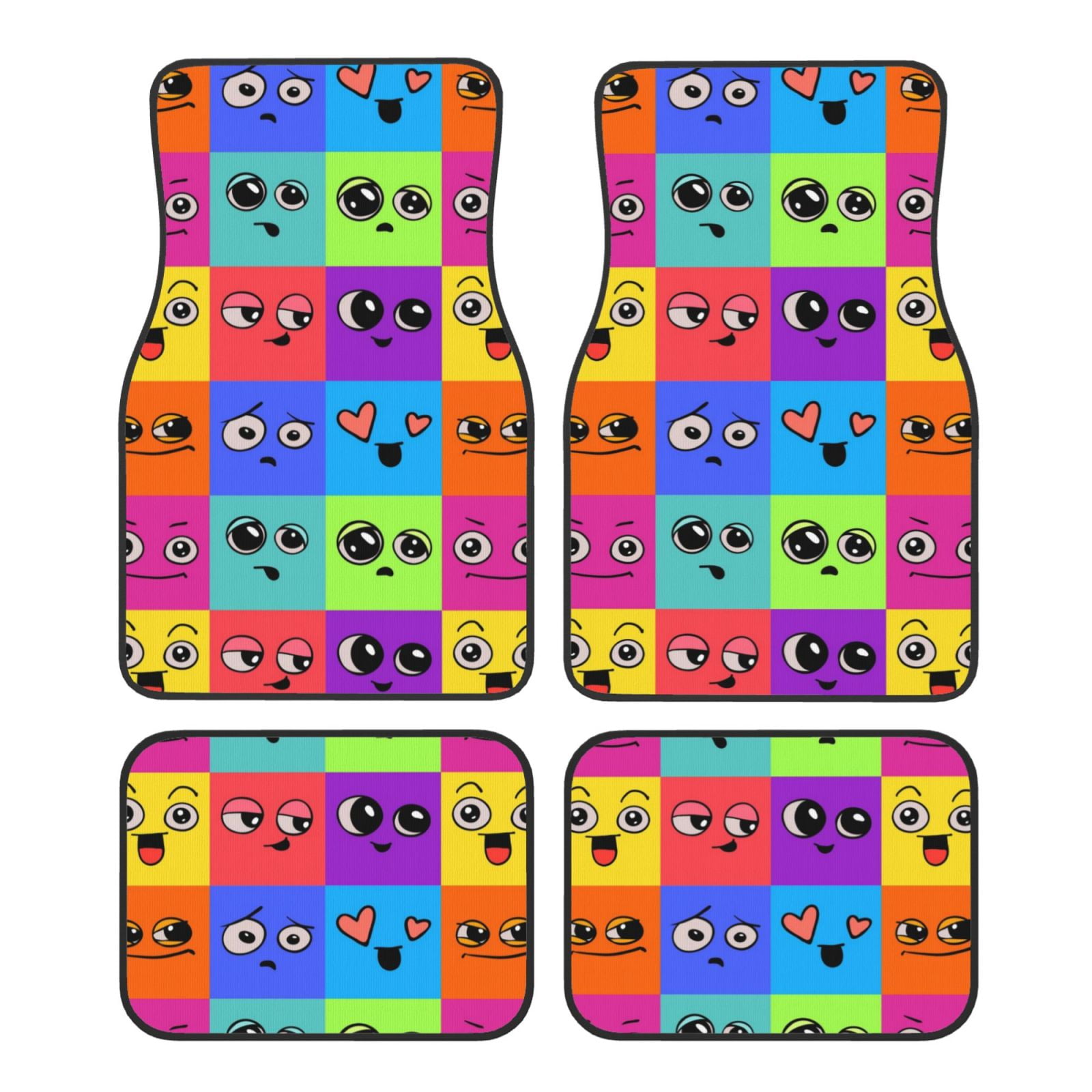 Pofeuu Doodle Faces Emotions Print Car Foot Mat Set of 4 Pieces - All ...