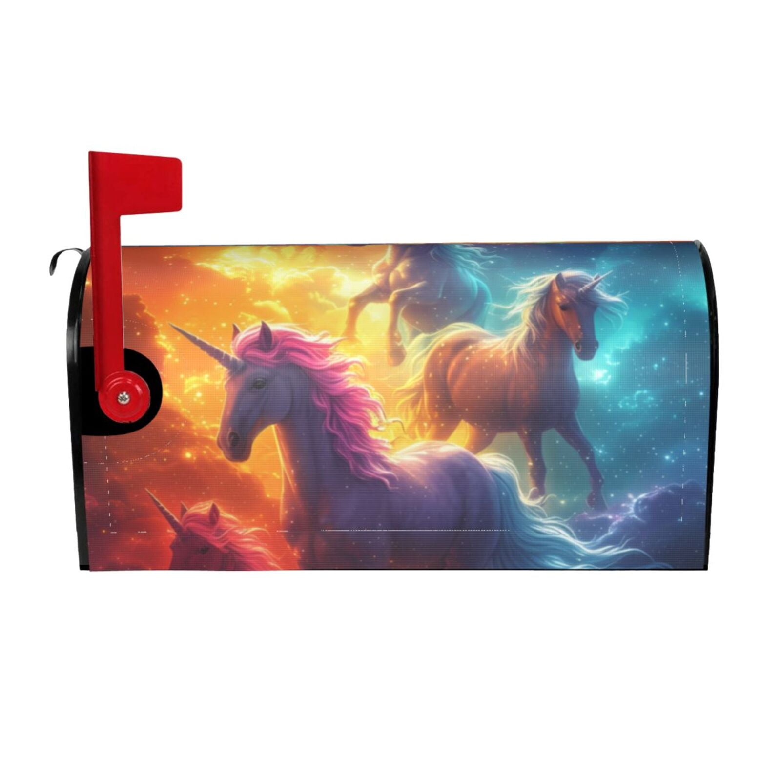 Pofeuu Dreamy Night Sky White Horse Print Mailbox Covers Letterbox ...