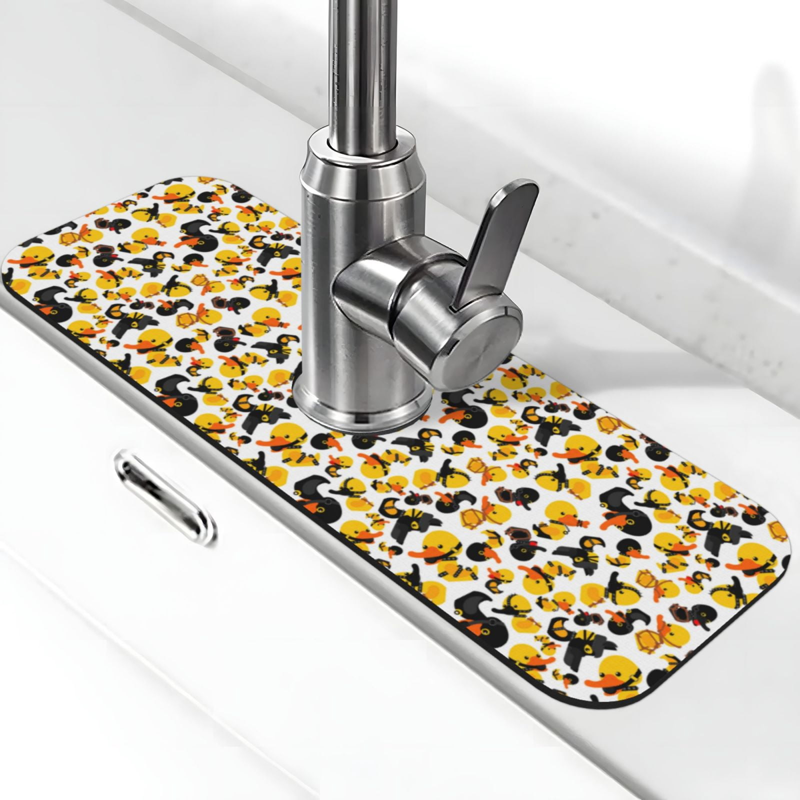 Pofeuu Duck In Black Suit1 Print Splash Guard for Sink Faucet Sink ...