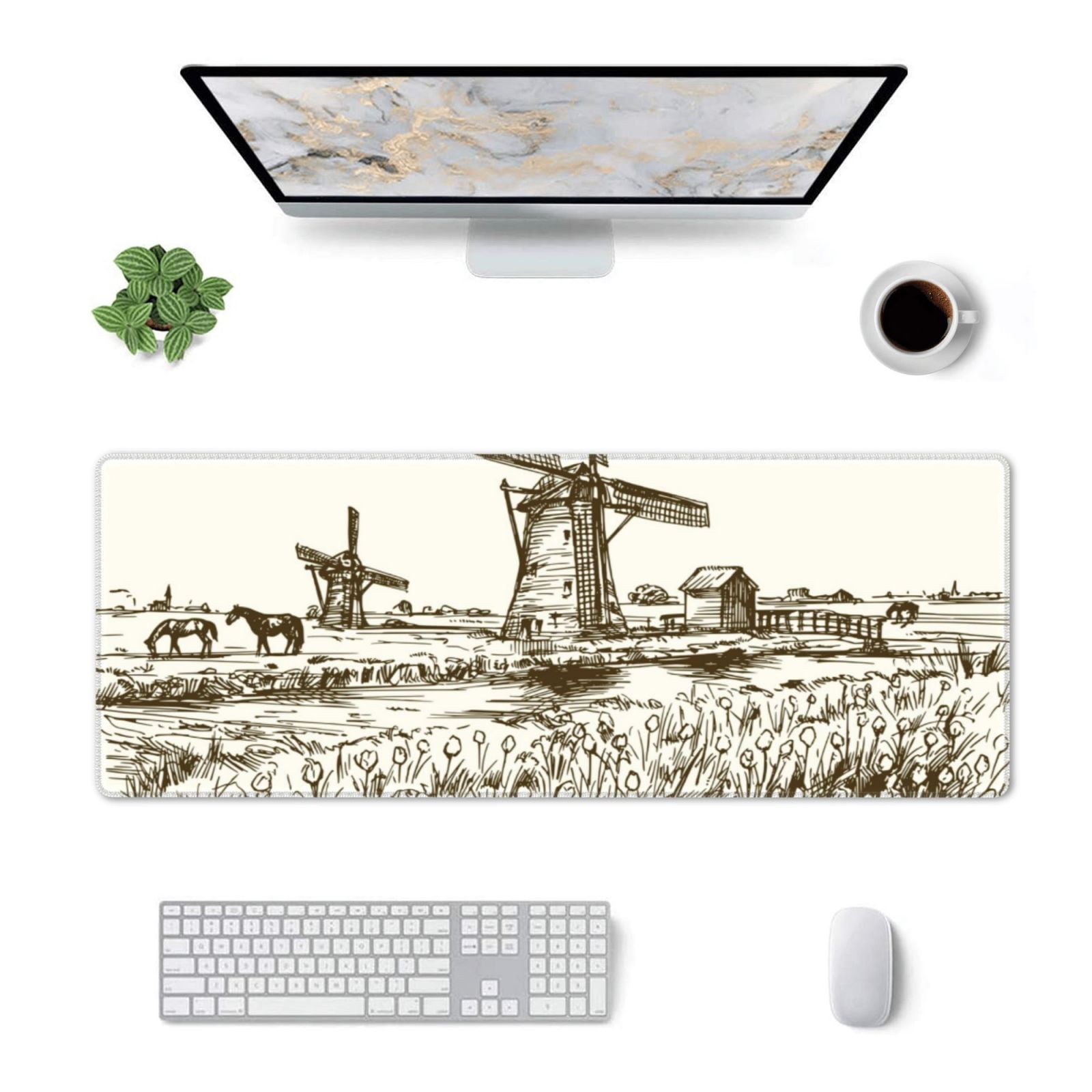 Pofeuu Dutch Windmill Print Desk Mat for Keyboard and Mouse，Computer ...