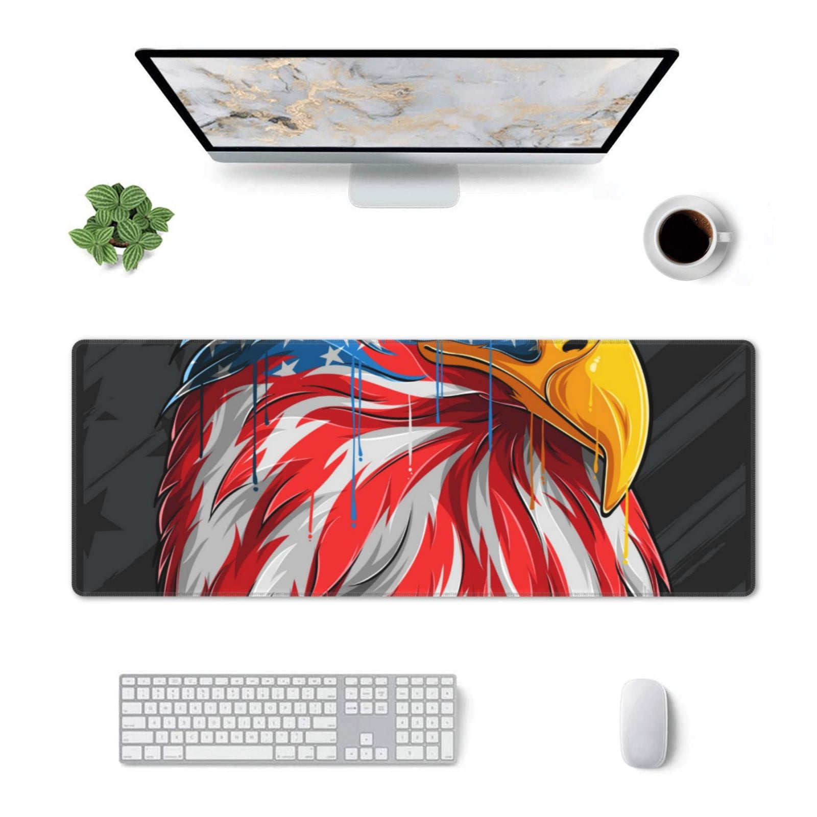Pofeuu Eagle Head With American Flag Print Desk Mat for Keyboard and ...