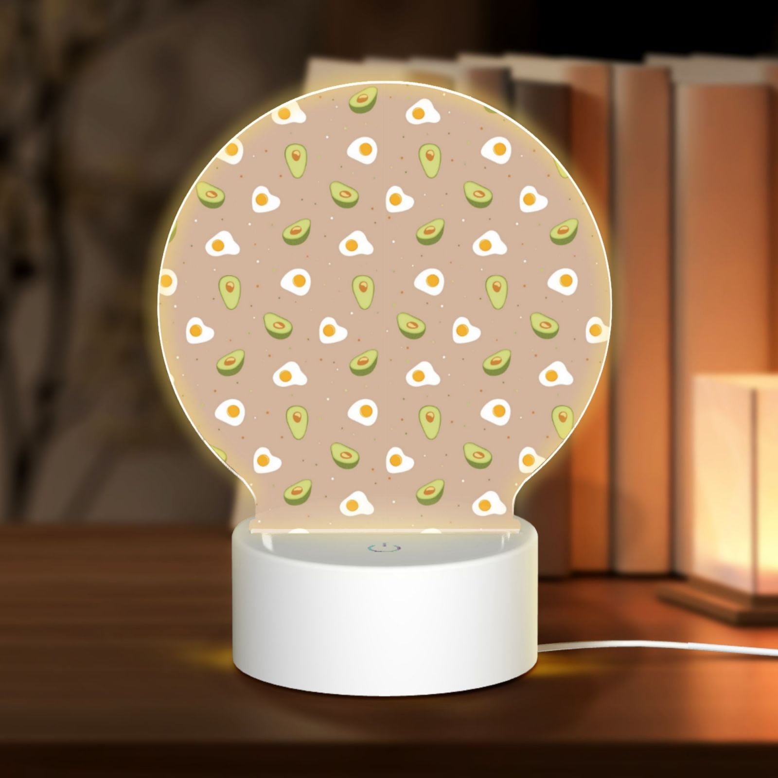 Pofeuu Egg and Avocado Print LED Christmas Night Light Lamp Base Gift ...