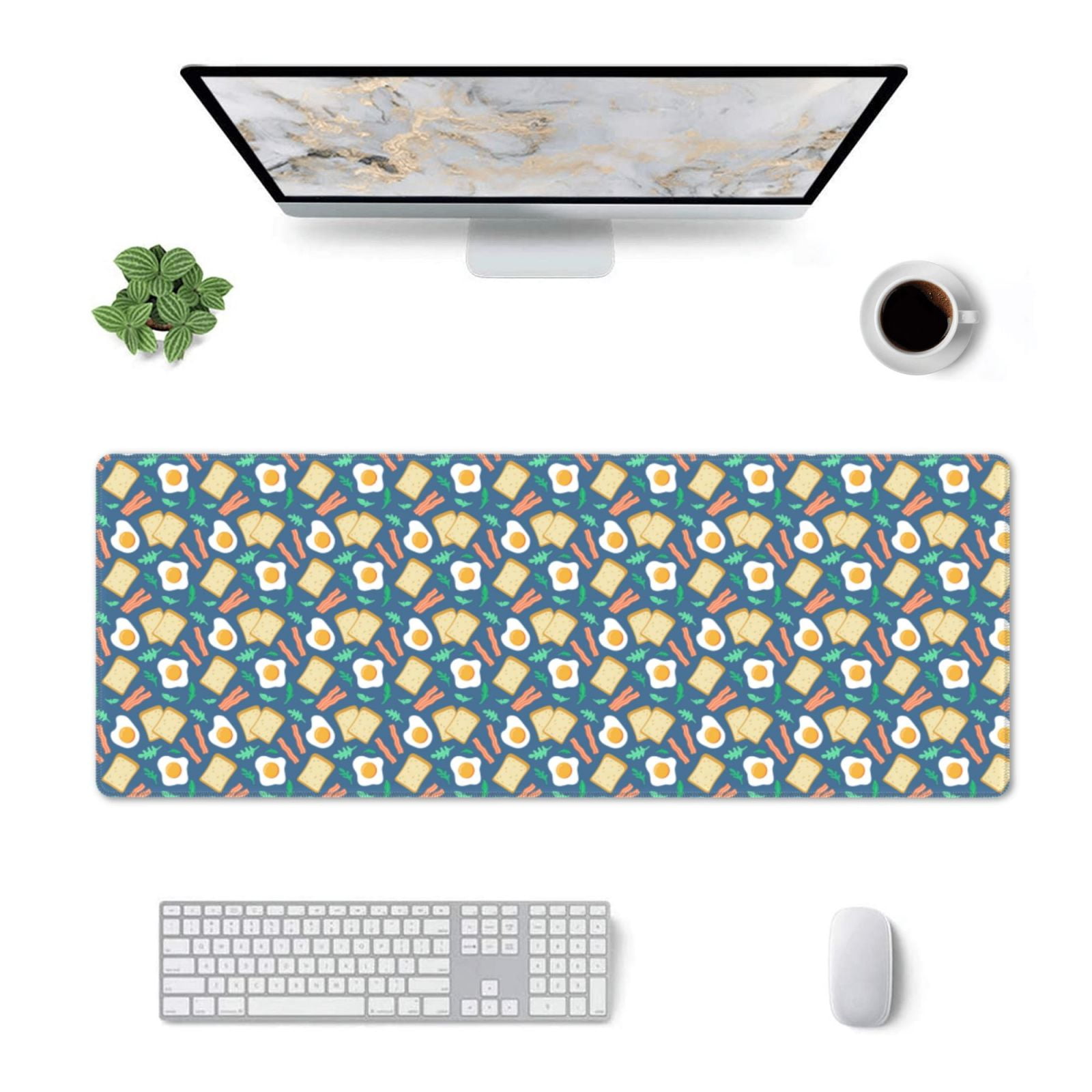 Pofeuu Eggs Toast Bacon And Arugula Print Desk Mat for Keyboard and ...