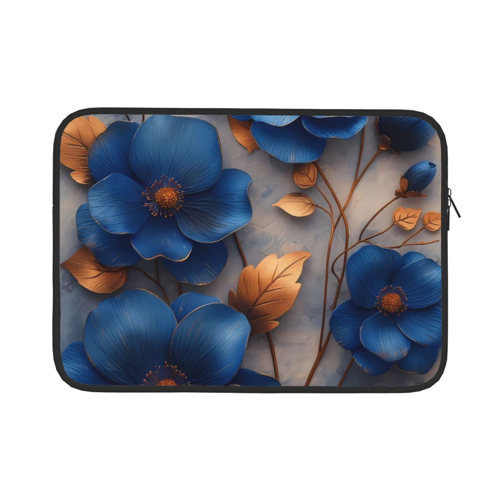 Pofeuu Elegant Blue Gold Blooms Print Laptop Carrying Case,13-15-Inch ...