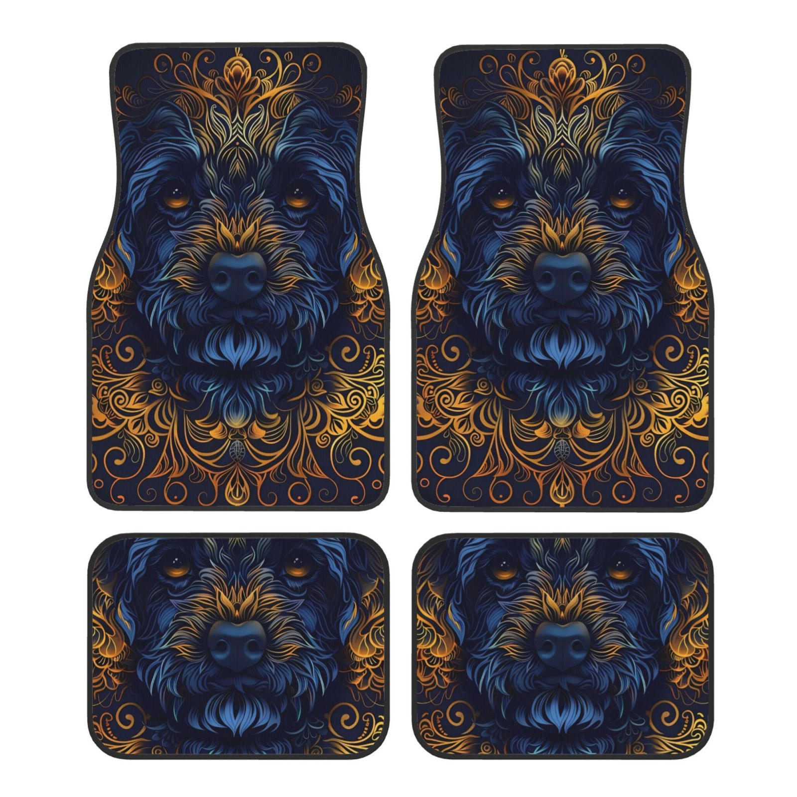 Pofeuu Elegant Dog Mandala Art Print Car Foot Mat Set of 4 Pieces - All ...