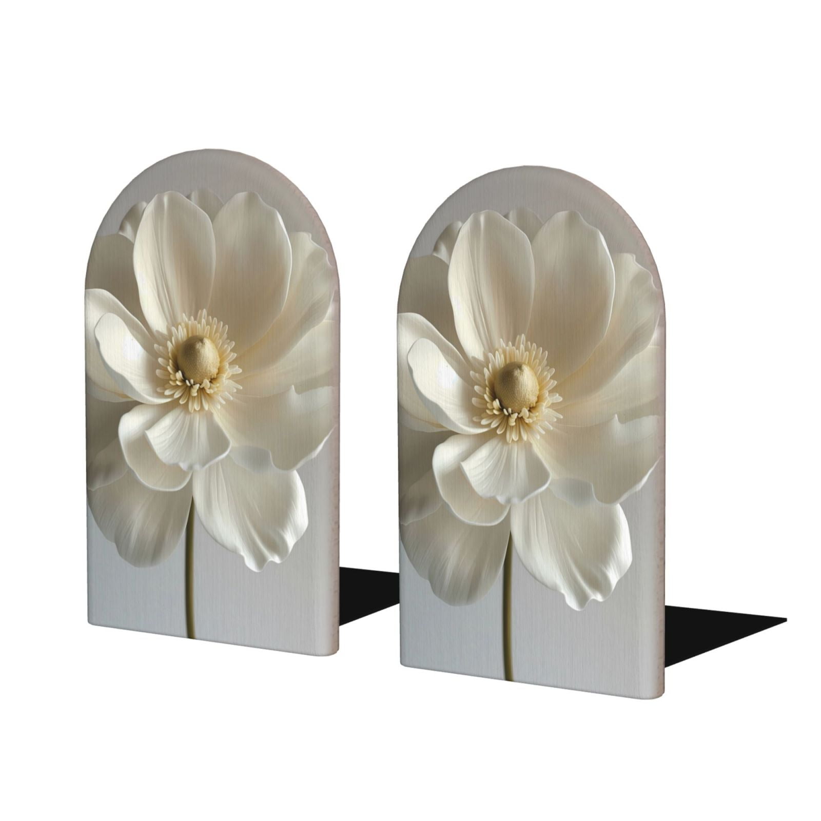 Pofeuu Elegant Ivory Flower Print Large Bookend Hold Heavy Books- Wood ...