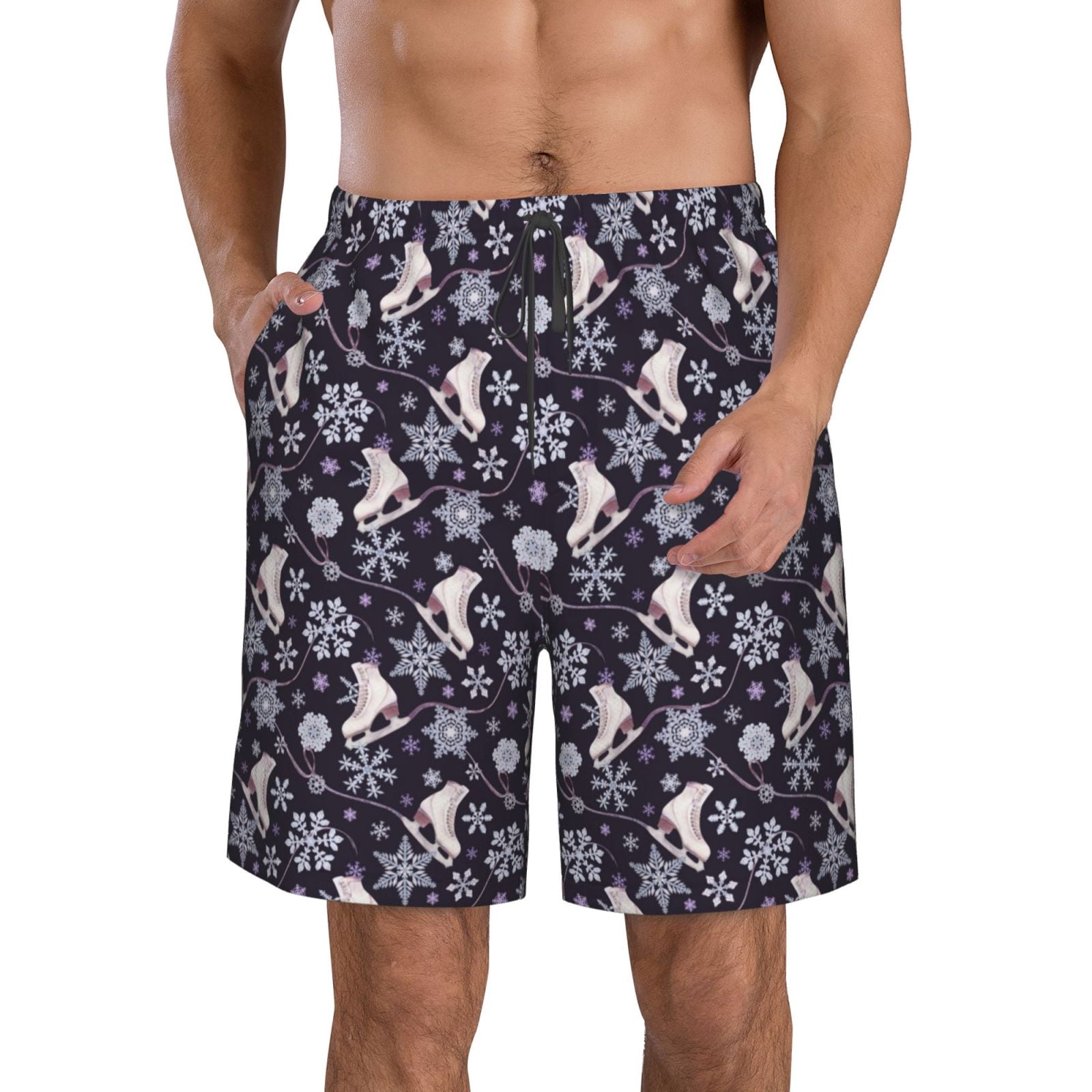 Pofeuu Elegant ice skates snowflakes A Prin Men's Swim Trunks Quick Dry ...