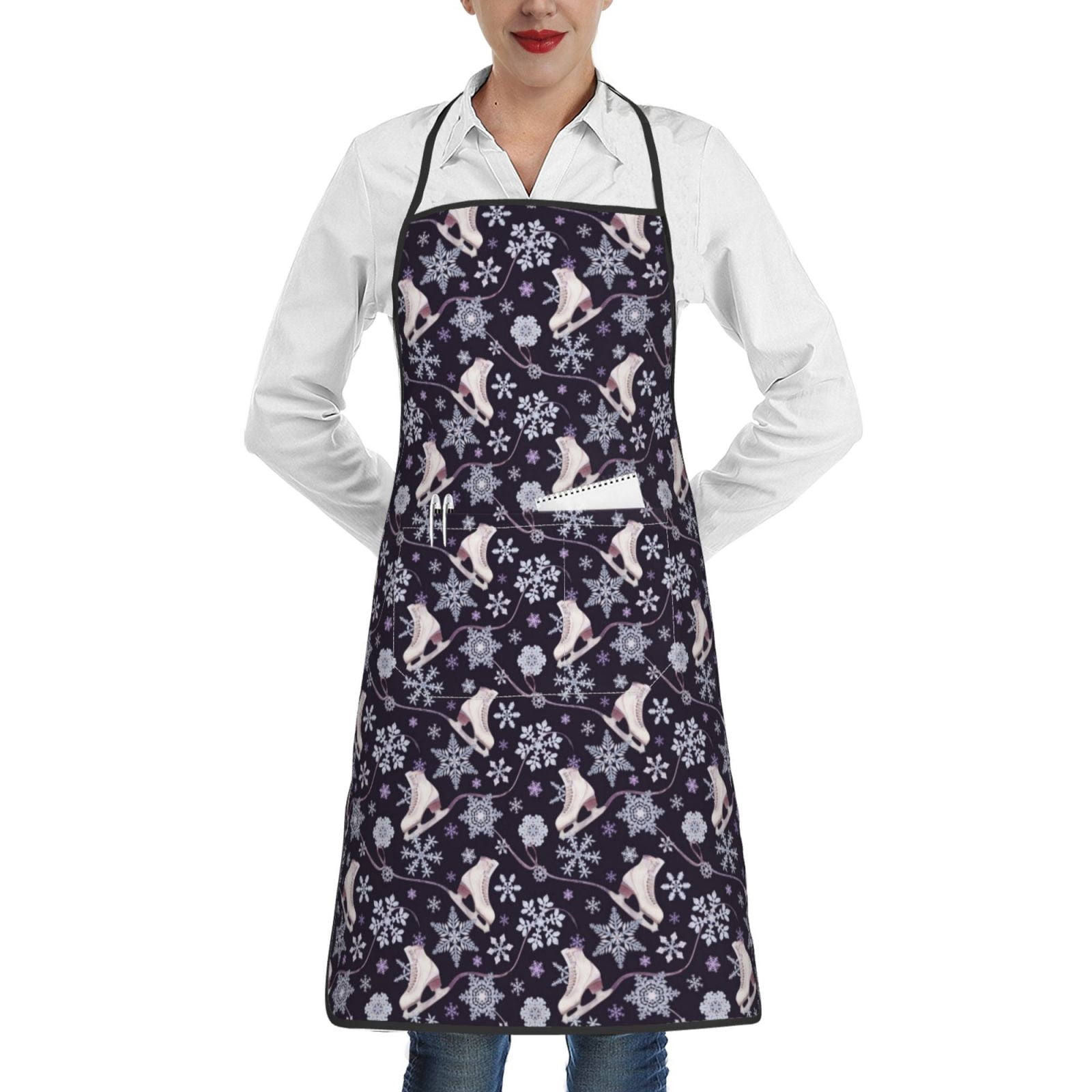 Pofeuu Elegant ice skates snowflakes A Print Aprons with Pockets, Cute ...