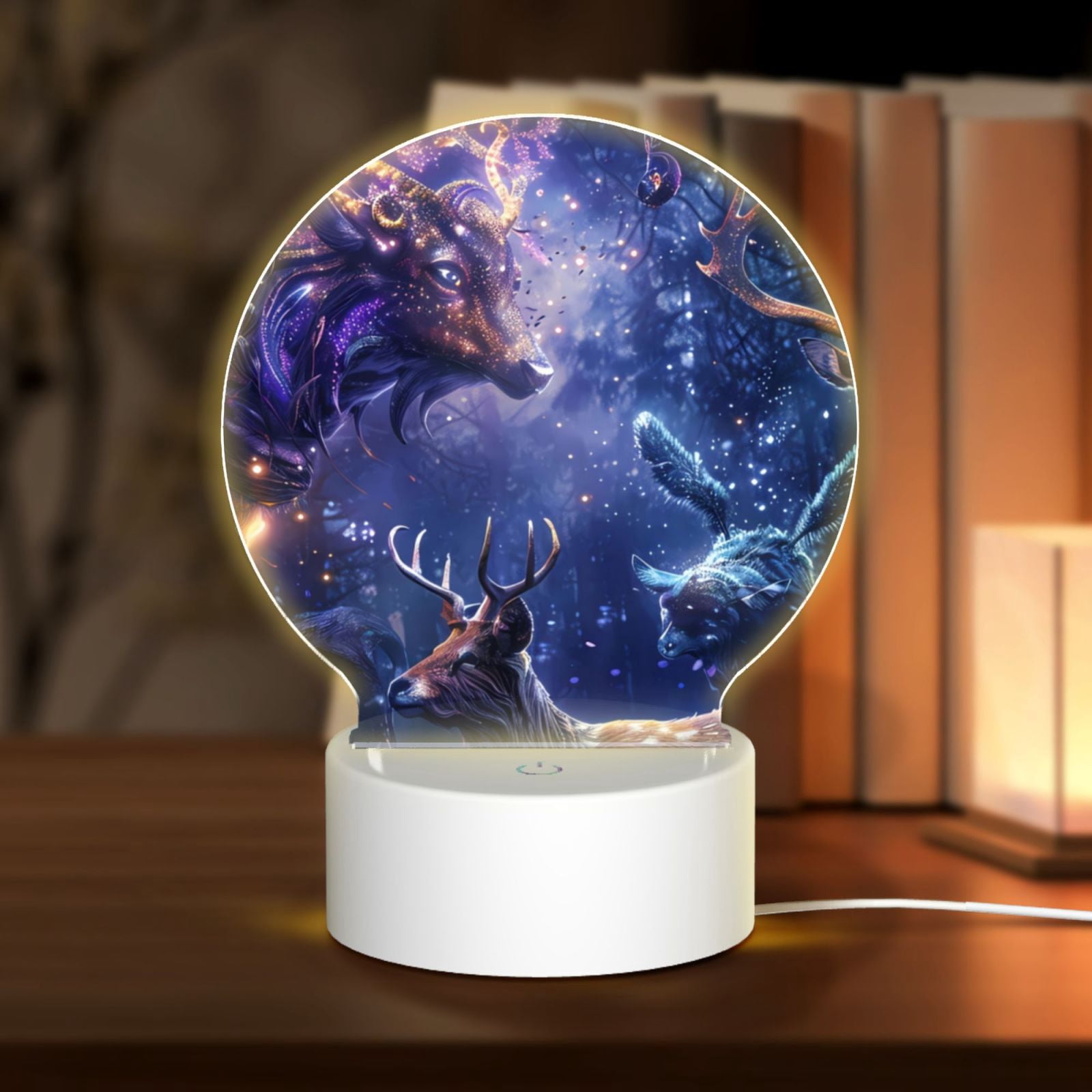 Pofeuu Enchanted Forest Stag Gathering Print LED Christmas Night Light ...