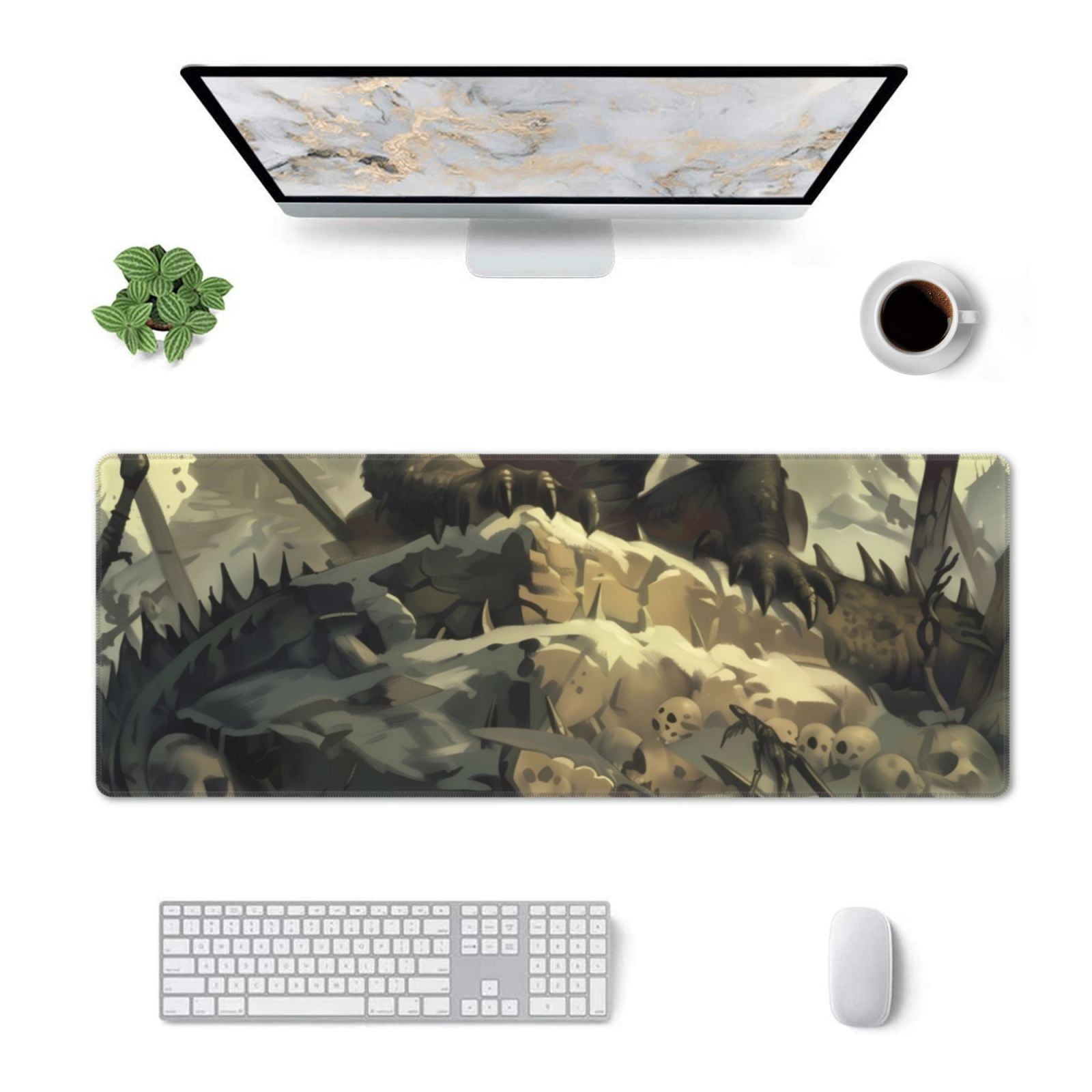 Pofeuu Epic Dragon Skull Scene Print Desk Mat for Keyboard and Mouse ...