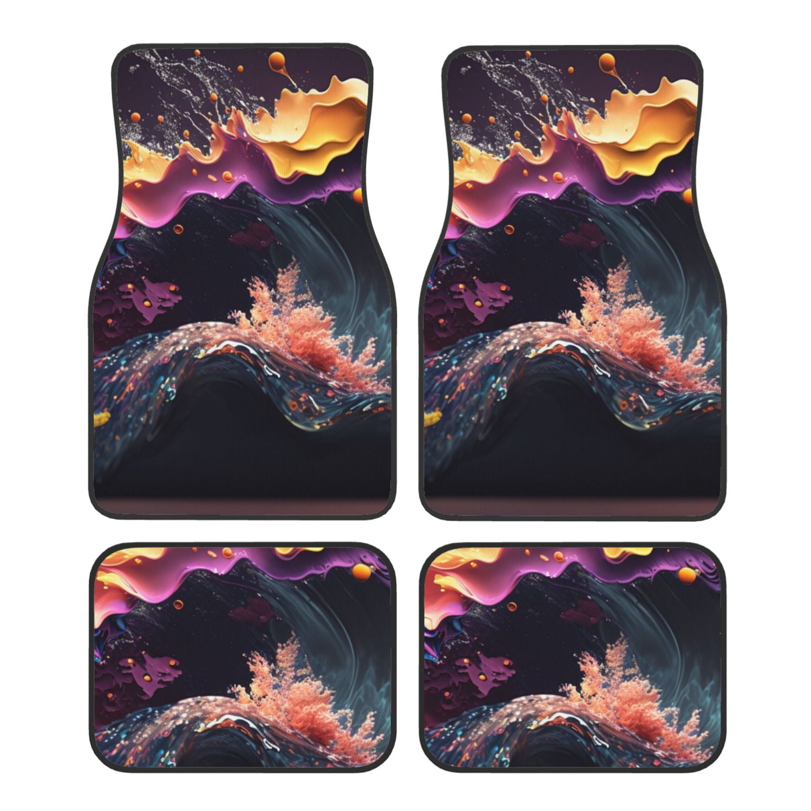 Pofeuu Explosive Fluid Splash Art Print Car Foot Mat Set of 4 Pieces ...