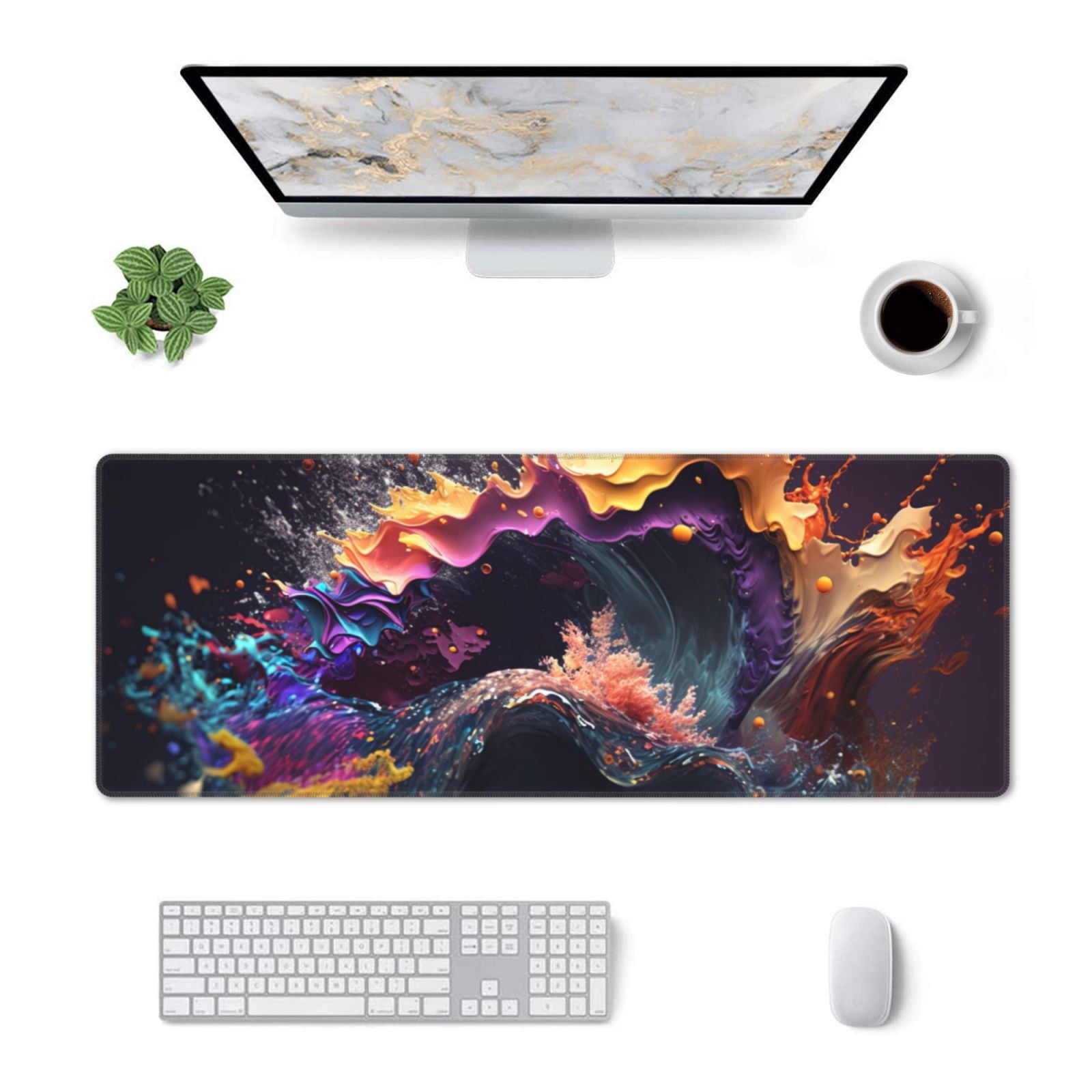 Pofeuu Explosive Fluid Splash Art Print Desk Mat for Keyboard and Mouse ...