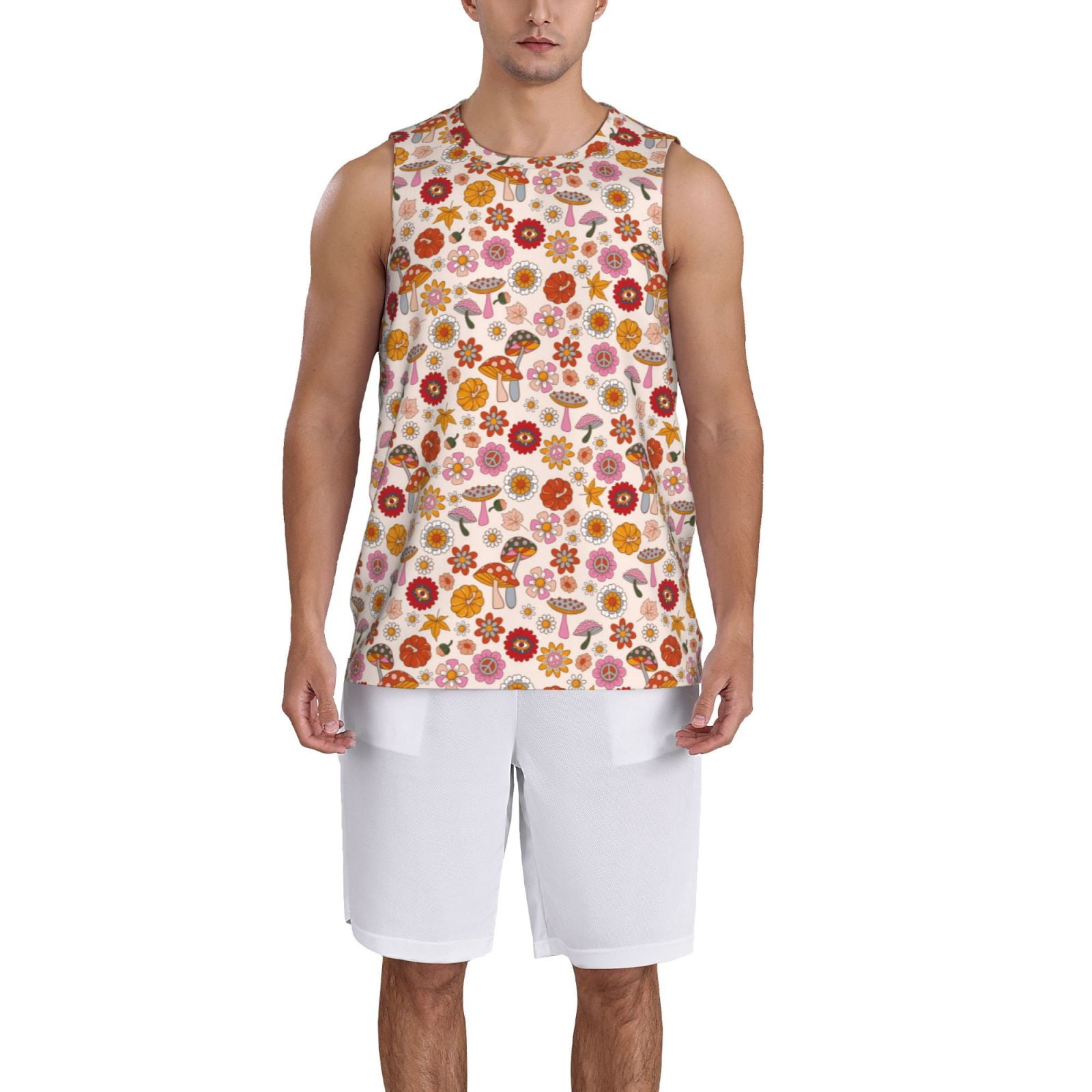 Pofeuu Fall 70s Groovy Hippie Print Basketball Jersey, Shirts for Men ...