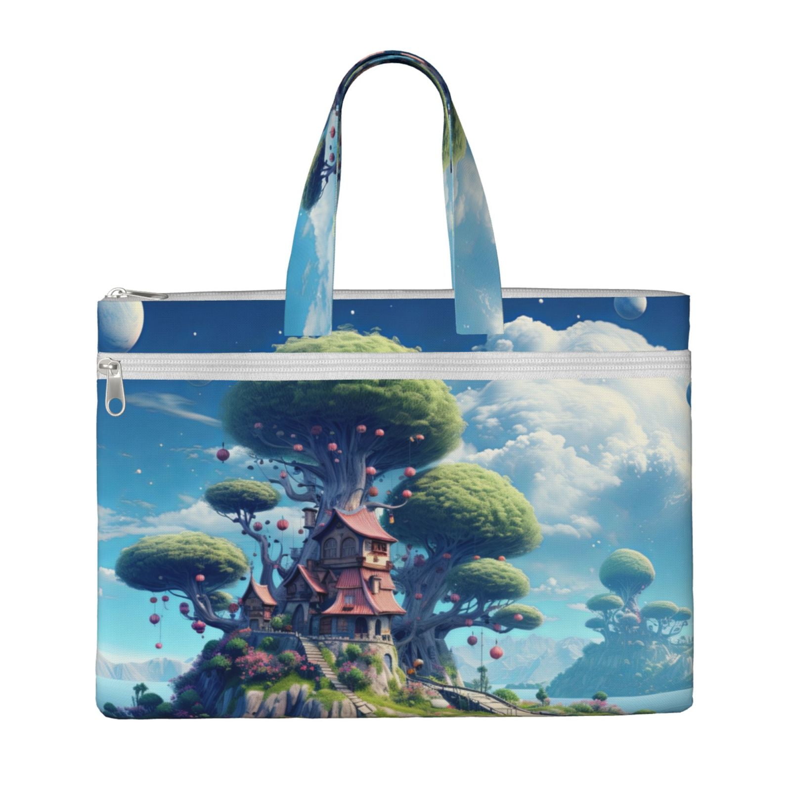 Pofeuu Fantasy Treehouse Planet Scene Print Laptop Bag Carrying ...
