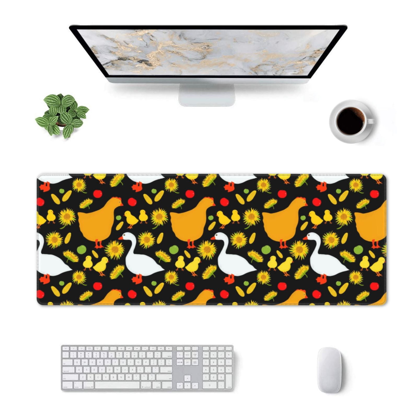 Pofeuu Farm Goose Print Desk Mat for Keyboard and Mouse，Computer Desk ...