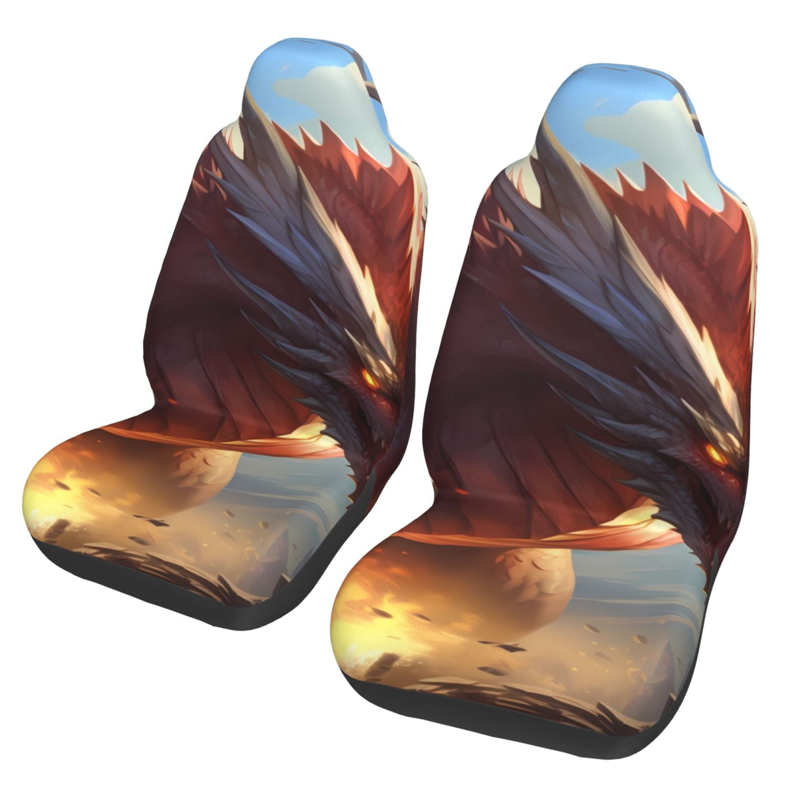 Pofeuu Ferocious Dragon Fury Print Automotive Car Seat Covers Flat ...