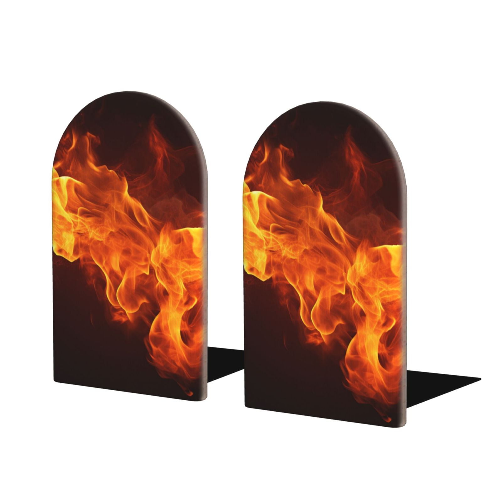 Pofeuu Fiery Orange Flames Energy Print Large Bookend Hold Heavy Books ...
