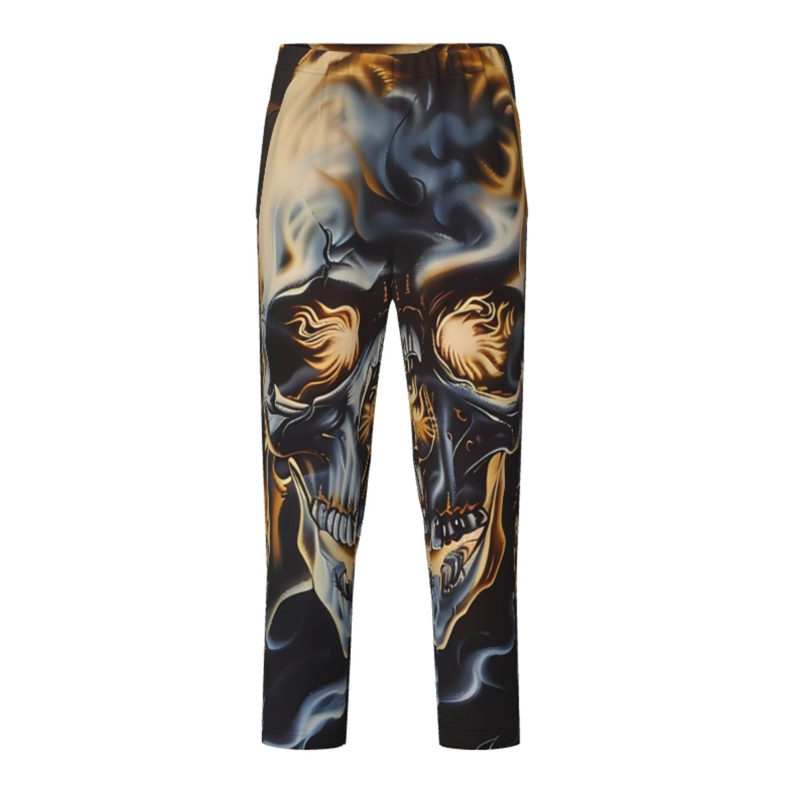 Pofeuu Fiery Skull Trio Print Teenagers' Pajama Pants, Soft Lounge ...