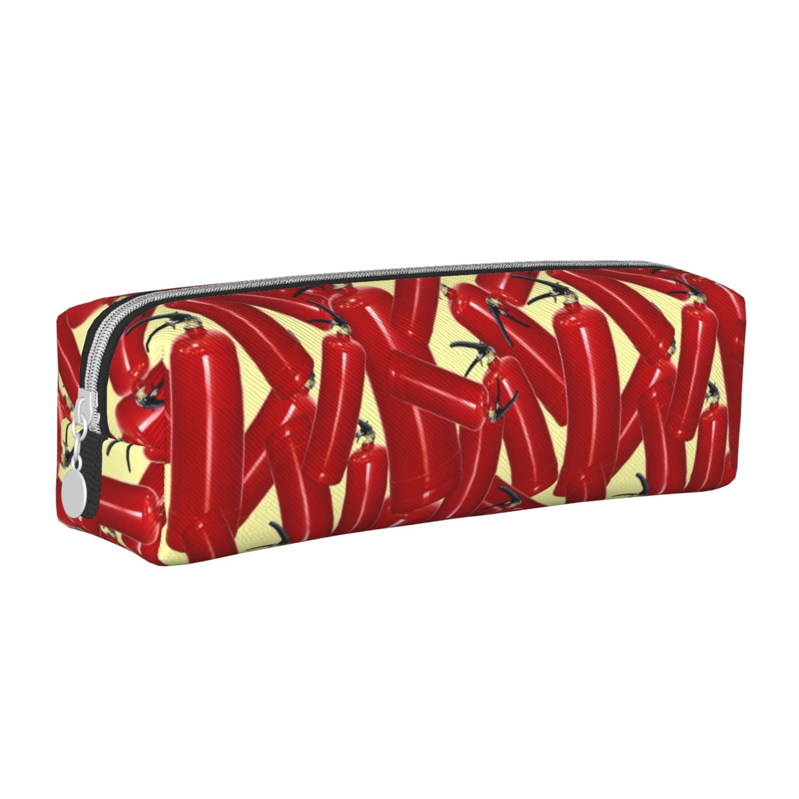 Pofeuu Fire Extinguisher Print Leather Pencil Case, Leather Pencil ...