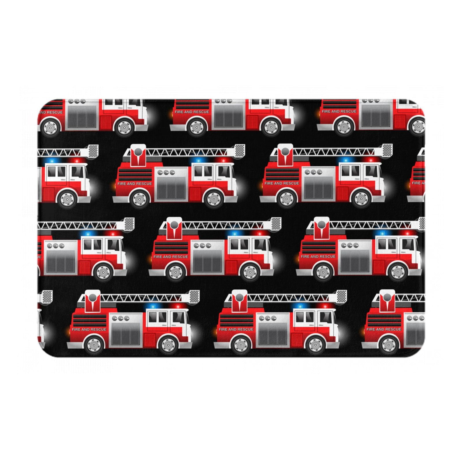 Pofeuu Fire and Rescue Truck Print Flannel Doormats Rug16"x24"Rug ...