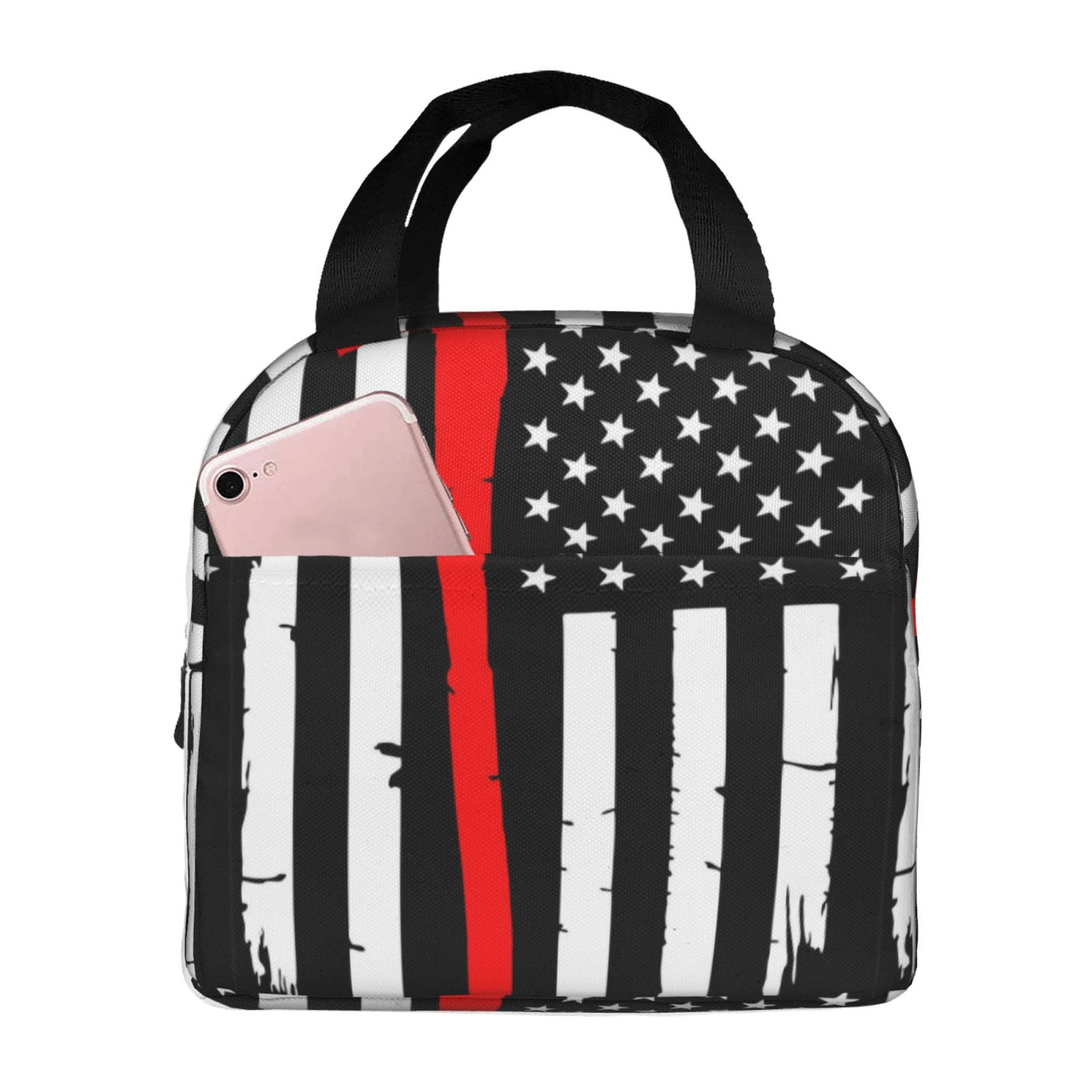 Pofeuu Firefighters USA Flag Print Lunch Bag Lunch Box Insulated Lunch ...
