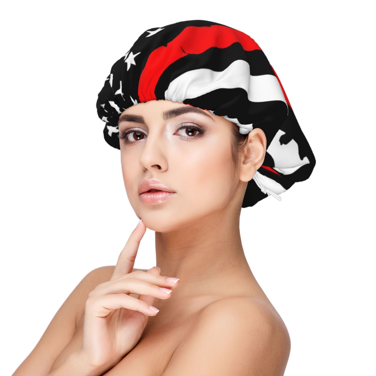 Pofeuu Firefighters USA Flag Print Silk Bonnet for Sleeping, Satin Hair ...