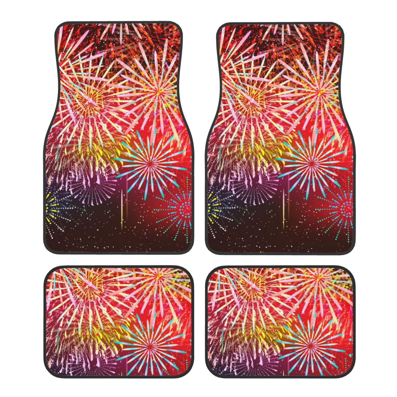 Pofeuu Fireworks Print Car Foot Mat Set of 4 Pieces - All-Weather Full ...