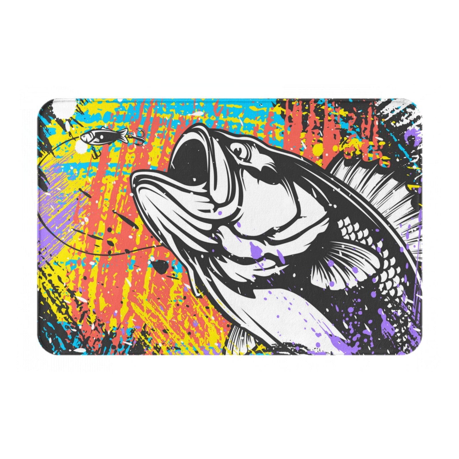 Pofeuu Fishing Bass Print Flannel Doormats Rug16"x24"Rug Washable ...