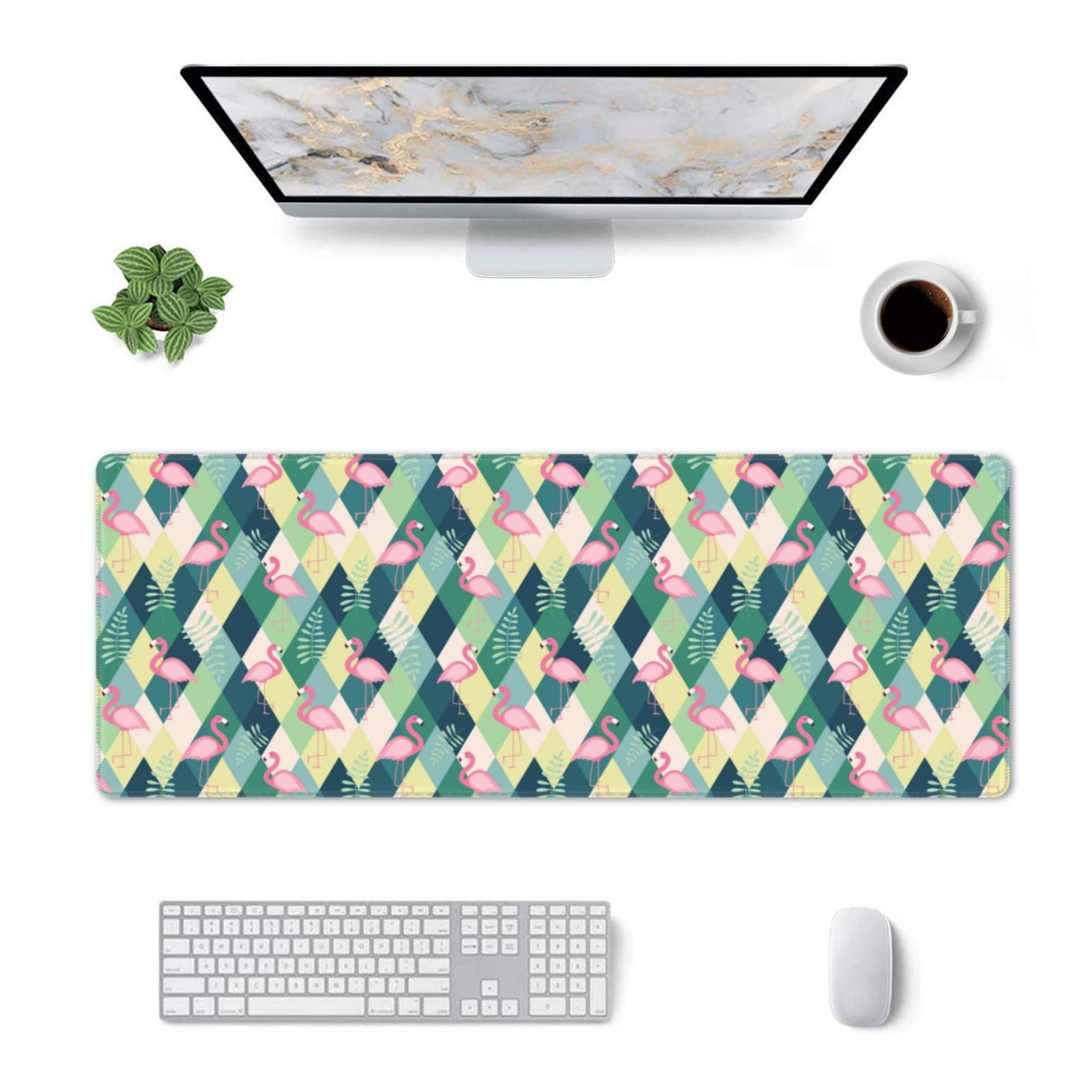 Pofeuu Flamingo Print Desk Mat for Keyboard and Mouse，Computer Desk ...