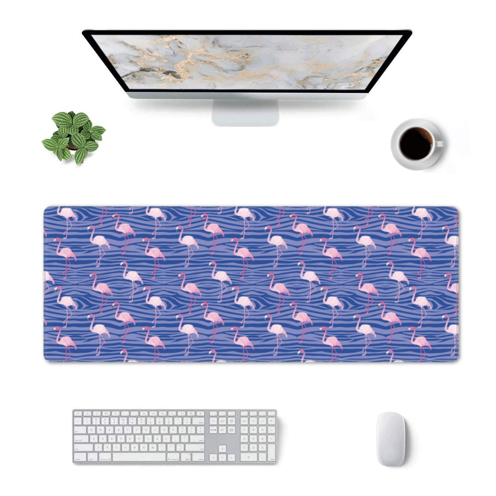 Pofeuu Flamingo Print Desk Mat for Keyboard and Mouse，Computer Desk ...