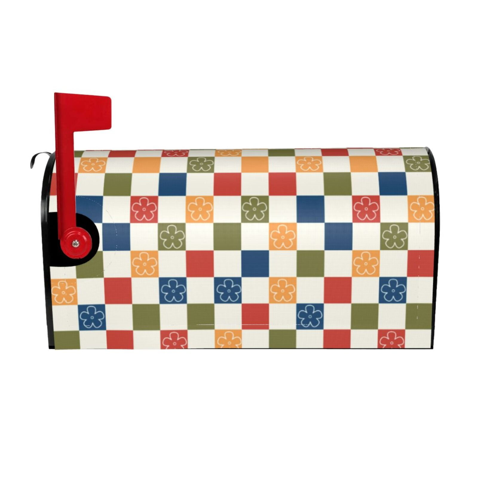Pofeuu Floral Checkerboard Print Mailbox Covers Letterbox Cover Mailbox ...