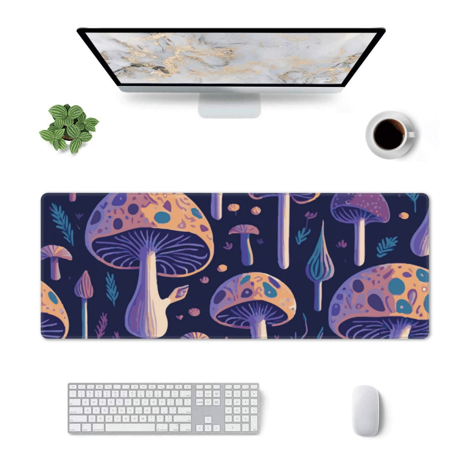 Pofeuu Floral Hippie Mushrooms Print Desk Mat for Keyboard and Mouse ...