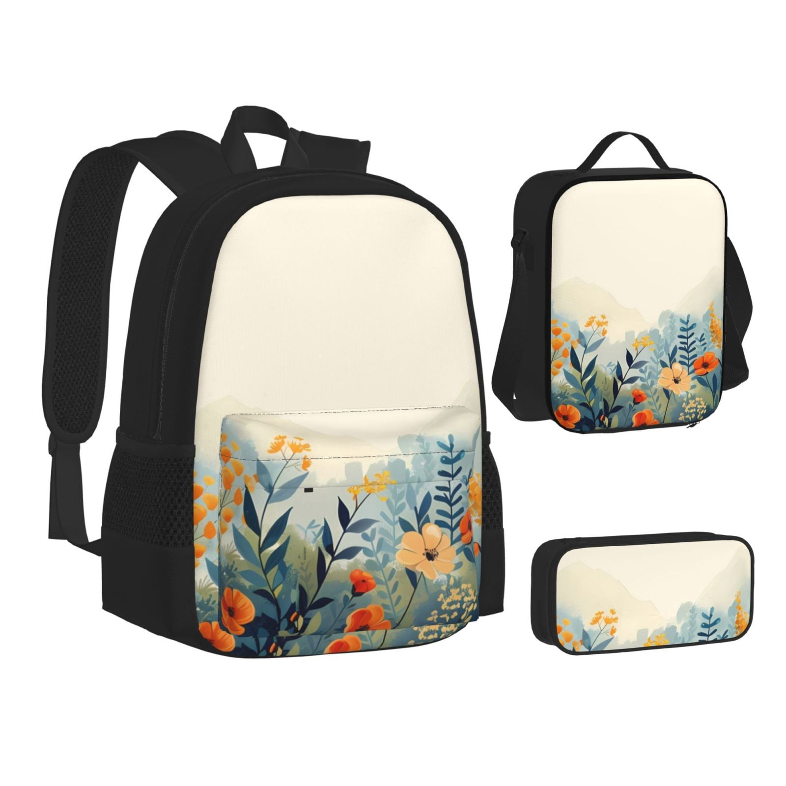 Pofeuu Floral Mountain Landscape Print Backpack Travel Backpacks With ...