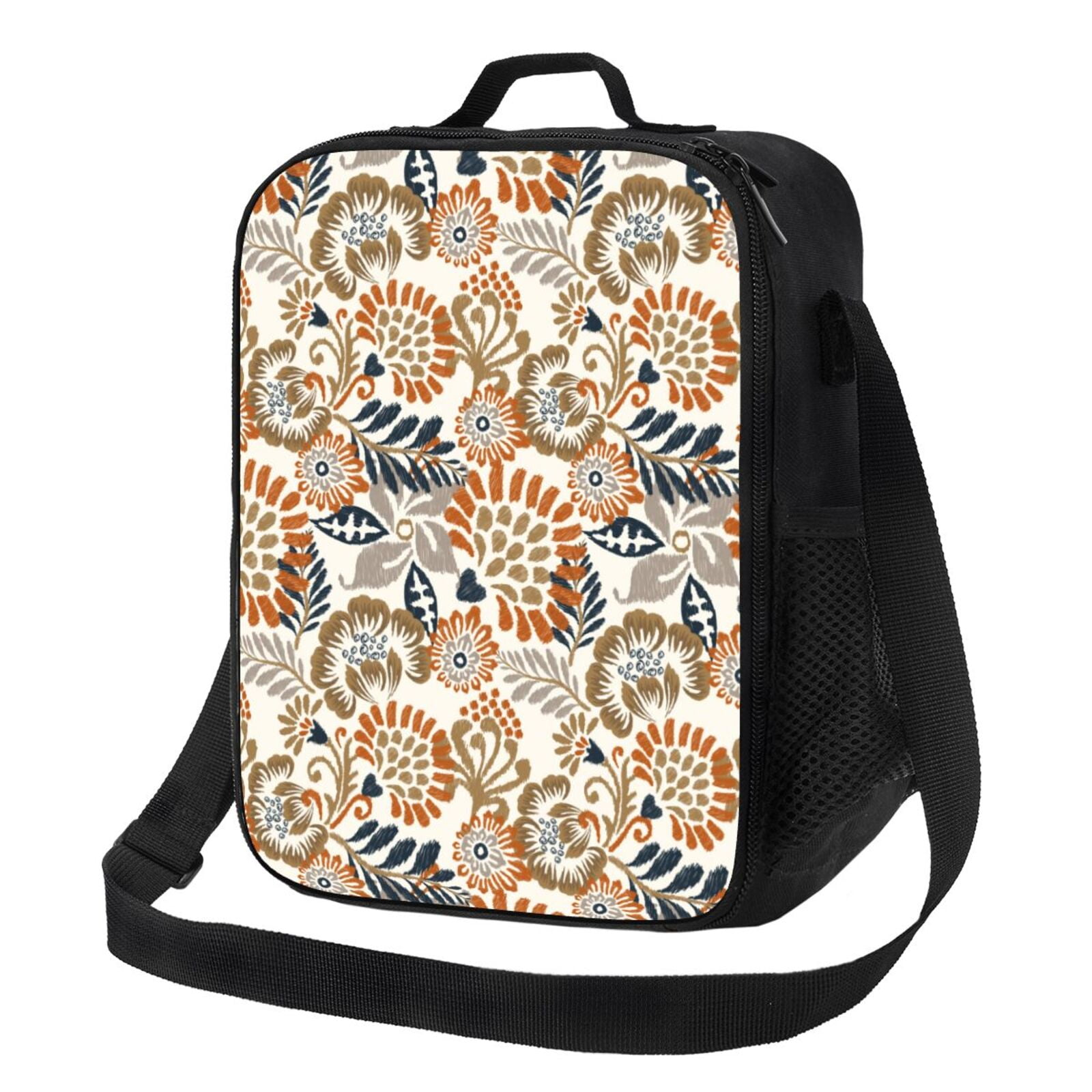 Tebeau Floral Paisley Print Lunch Box, Insulated Lunch Bag, Portable ...