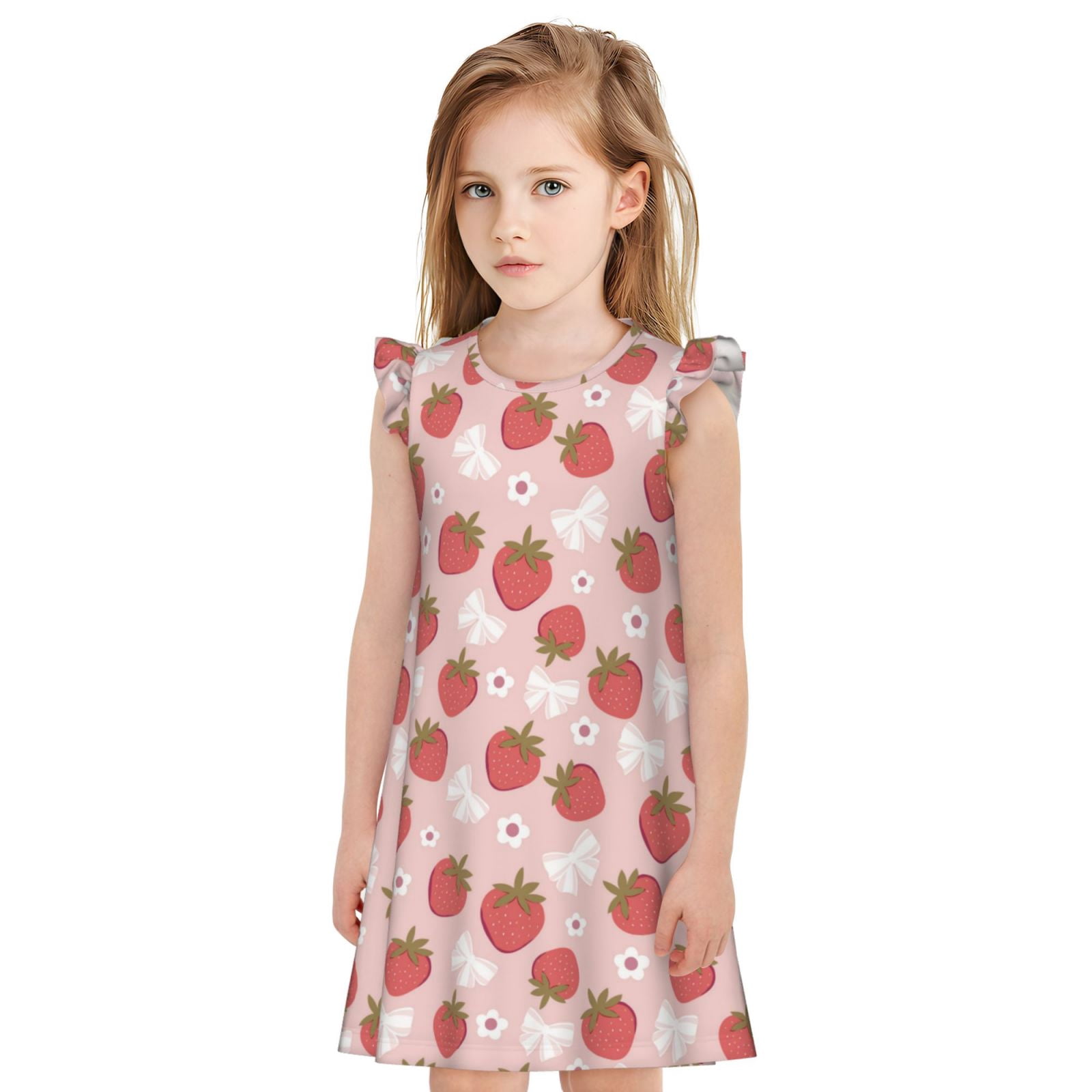 Pofeuu Floral Strawberr Print Girls Nightgowns, Nightgown Princess ...