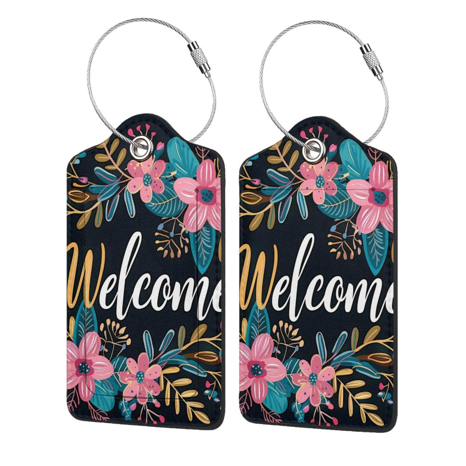 Pofeuu Floral Welcome Sign Print Luggage Tags, Privacy Cover ID Label ...