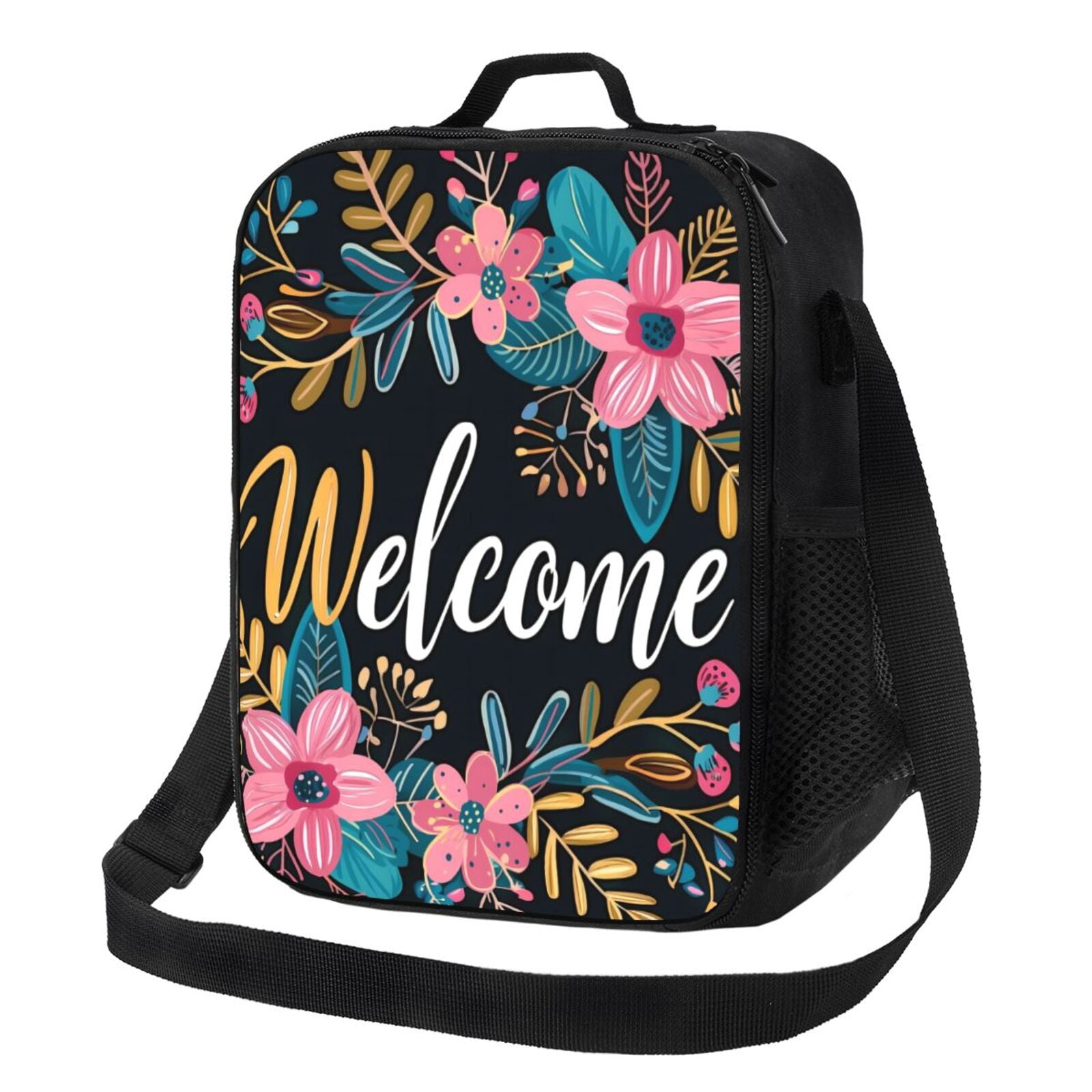 Tebeau Floral Welcome Sign Print Lunch Box, Insulated Lunch Bag ...