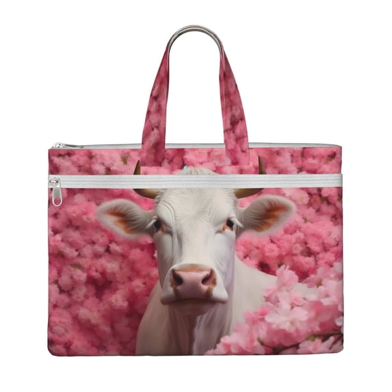 Pofeuu Flower White Cow Print Laptop Bag Carrying - Computer Bag Laptop ...