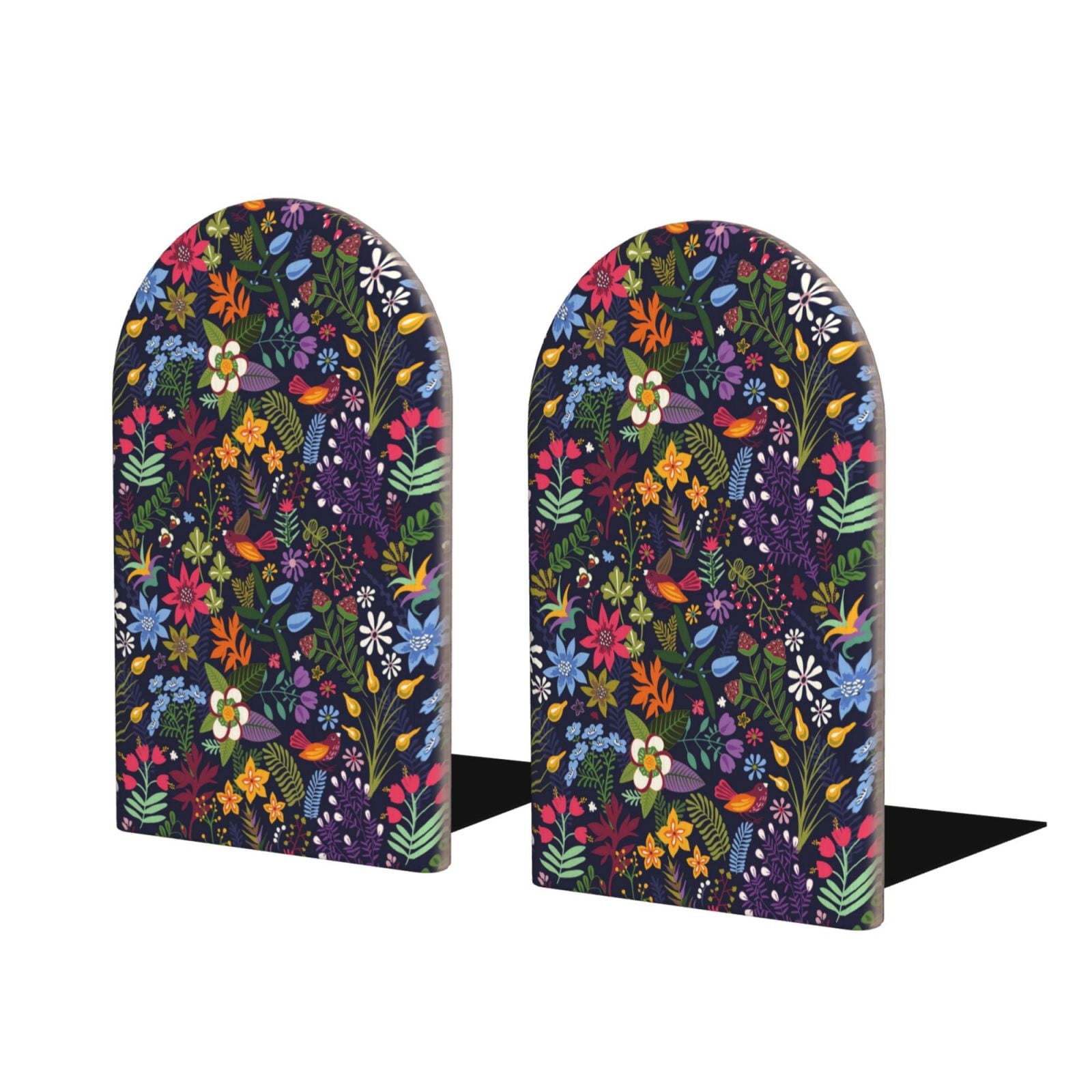 Pofeuu Flowers And Birds Print Large Bookend Hold Heavy Books- Wood ...