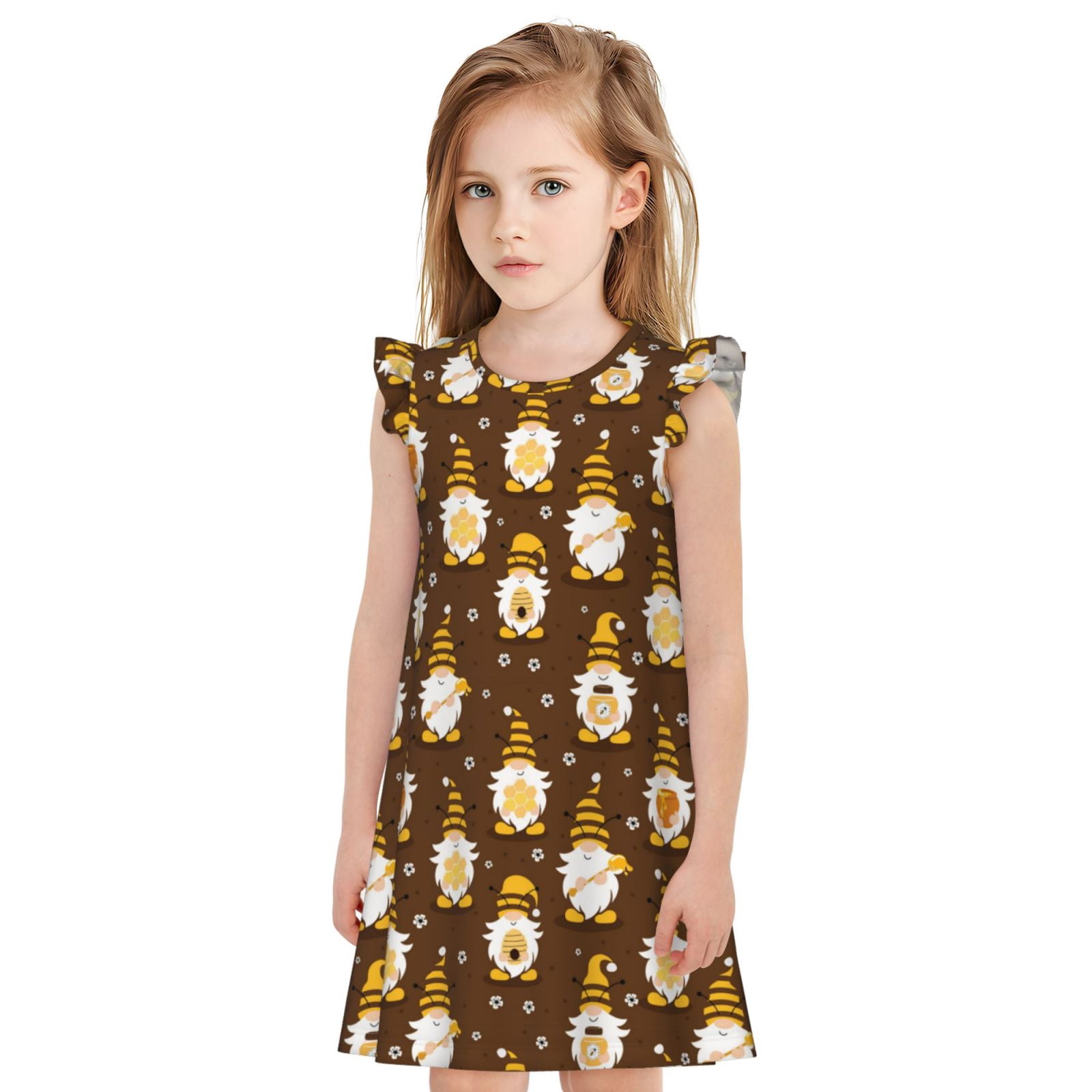 Pofeuu Flowers And Gnomes Bees Print Girls Nightgowns, Nightgown ...