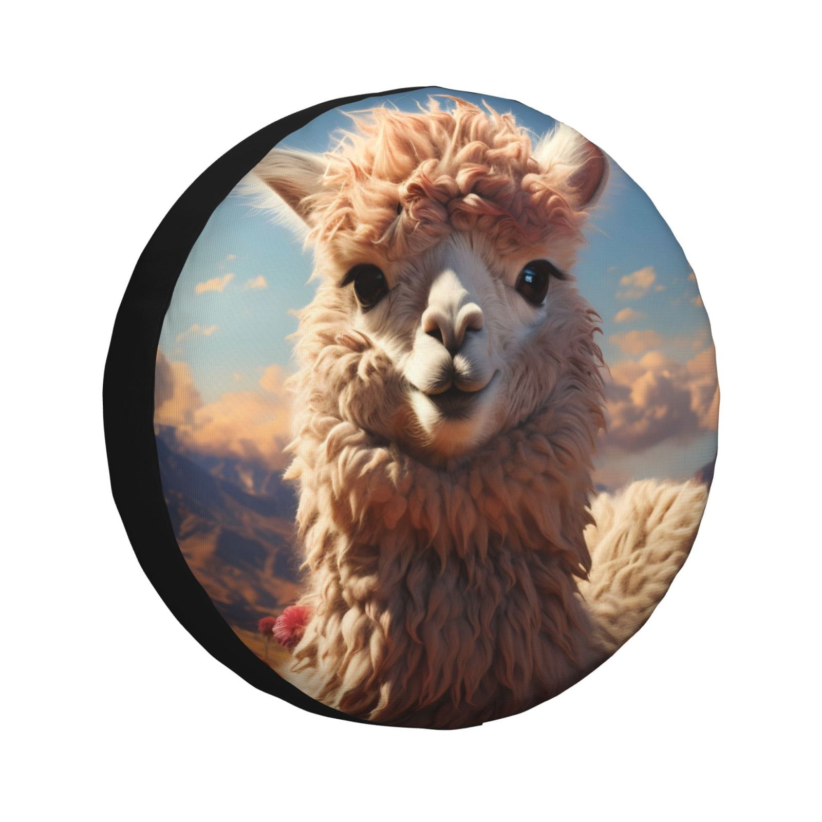 Pofeuu Fluffy Alpaca Mountain Meadow Print Spare Tire Wheel Cover for ...