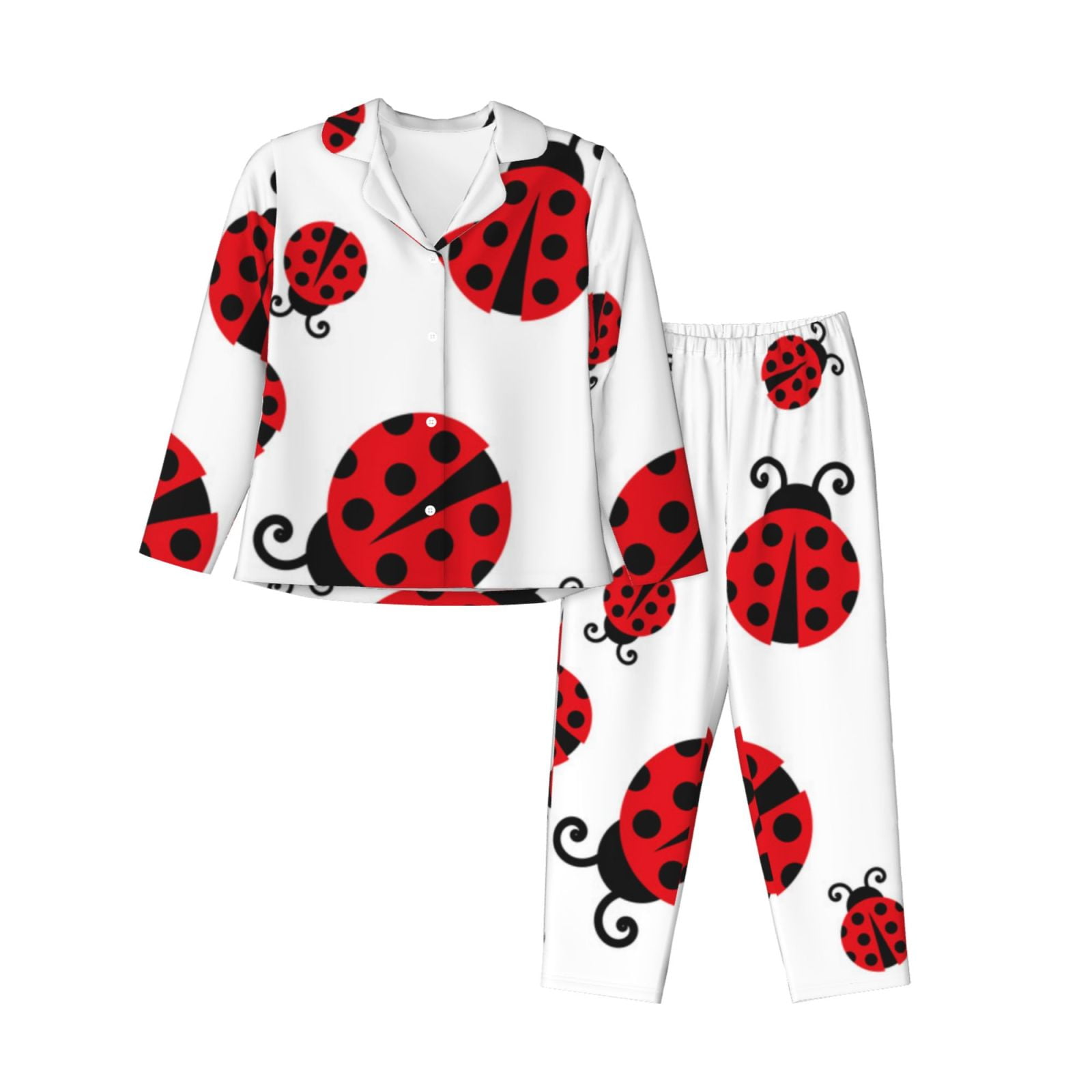Pofeuu Fly Flying Ladybug Print Womens Pajamas Set Long Sleeve ...