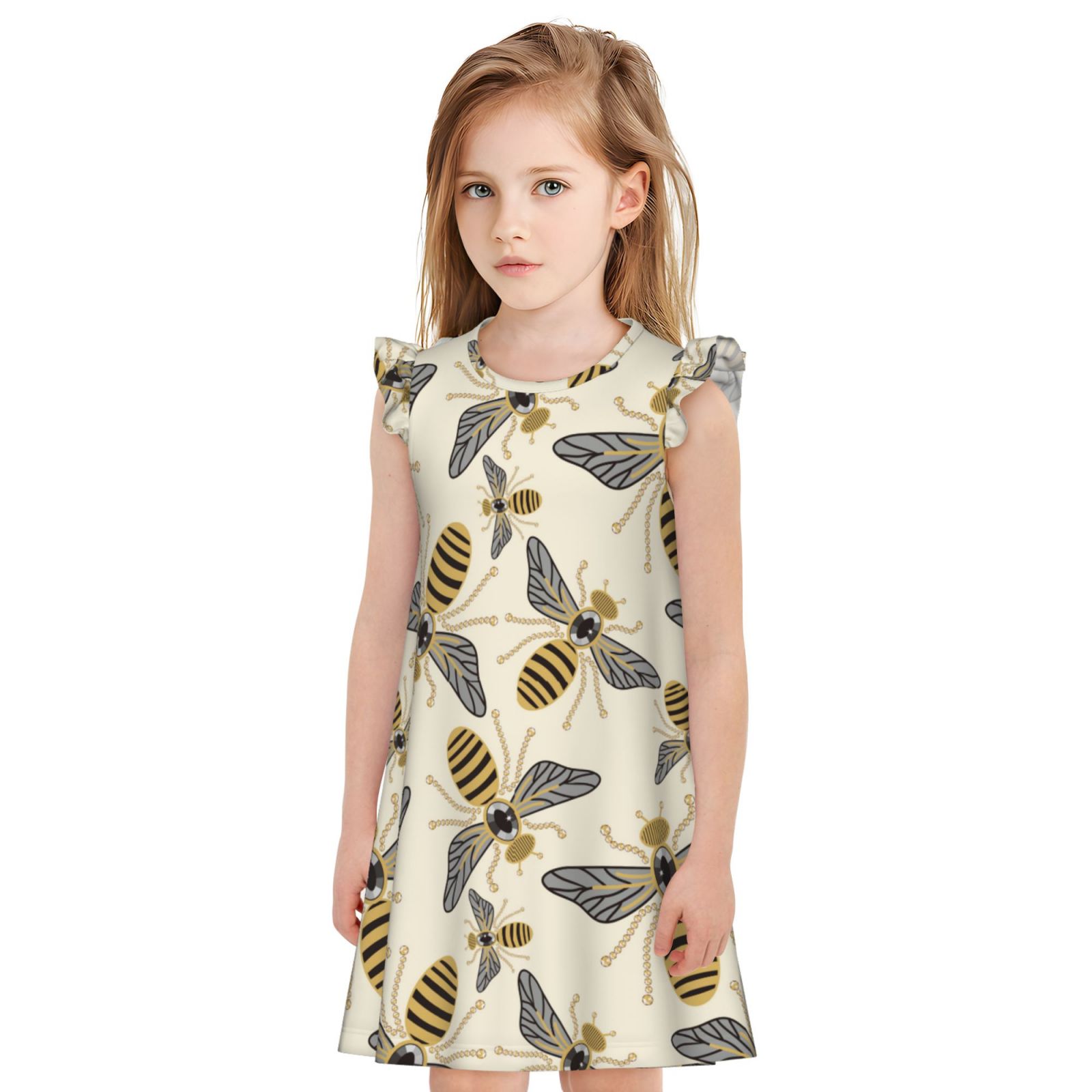Pofeuu Flying Bees1 Print Girls Nightgowns, Nightgown Princess Pajama ...