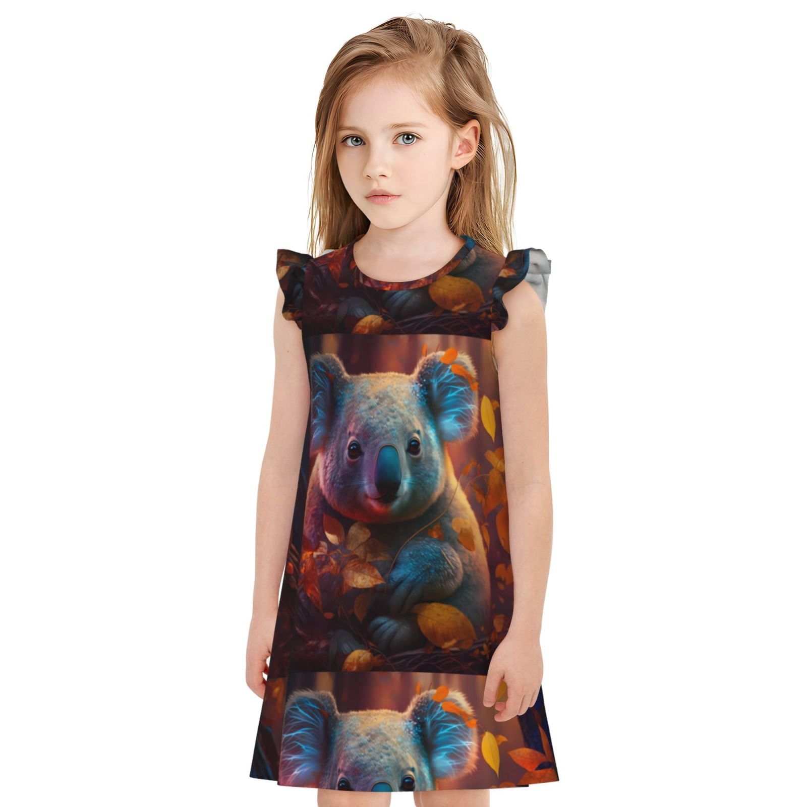 Pofeuu Forest Koala Print Girls Nightgowns, Nightgown Princess Pajama ...