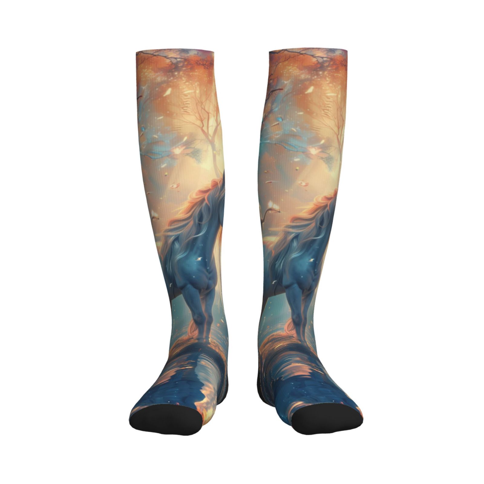 Pofeuu Forest Lake White Horse Print Compression Socks for Women & Men ...