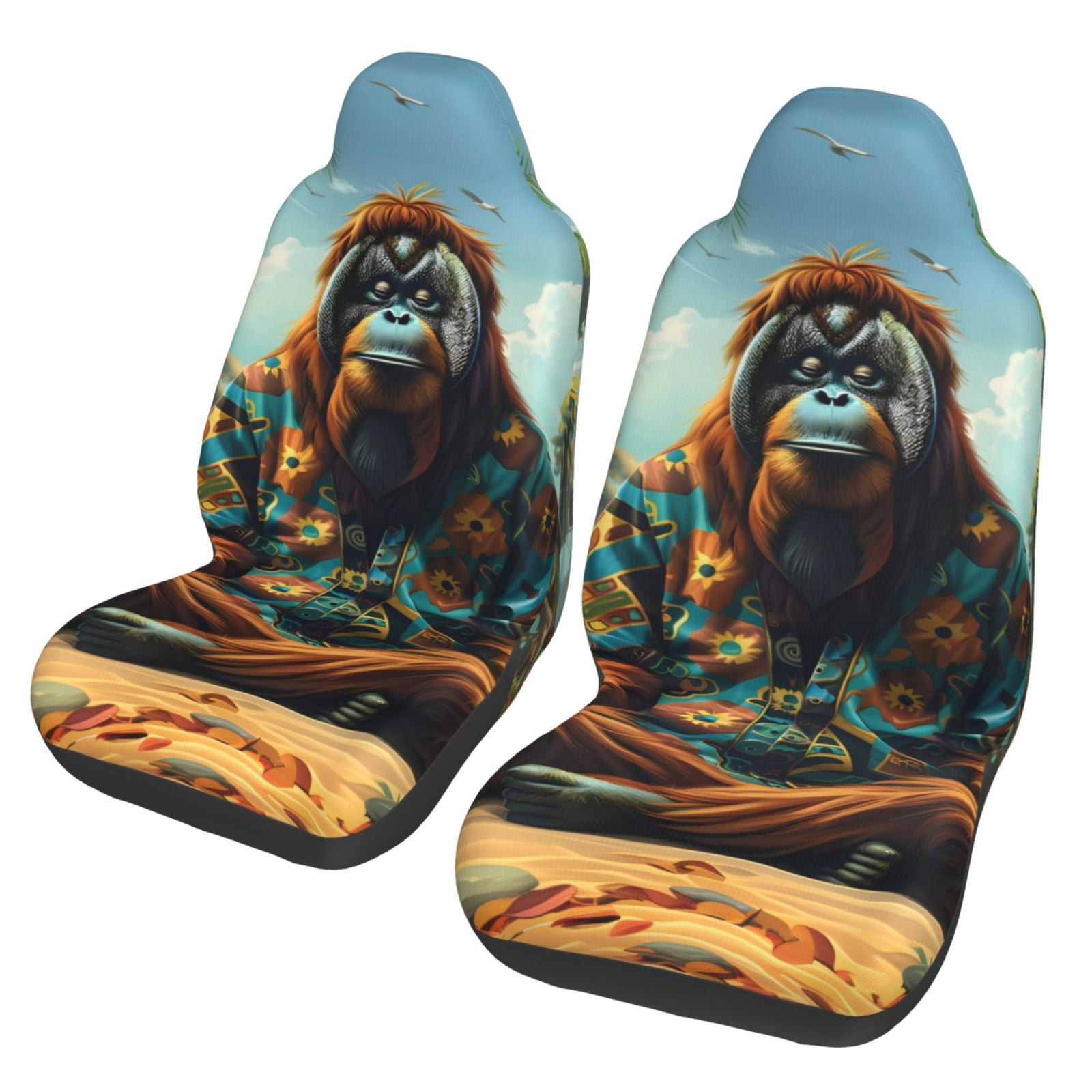 Pofeuu Forest Meditating Gorilla Print Automotive Car Seat Covers Flat ...